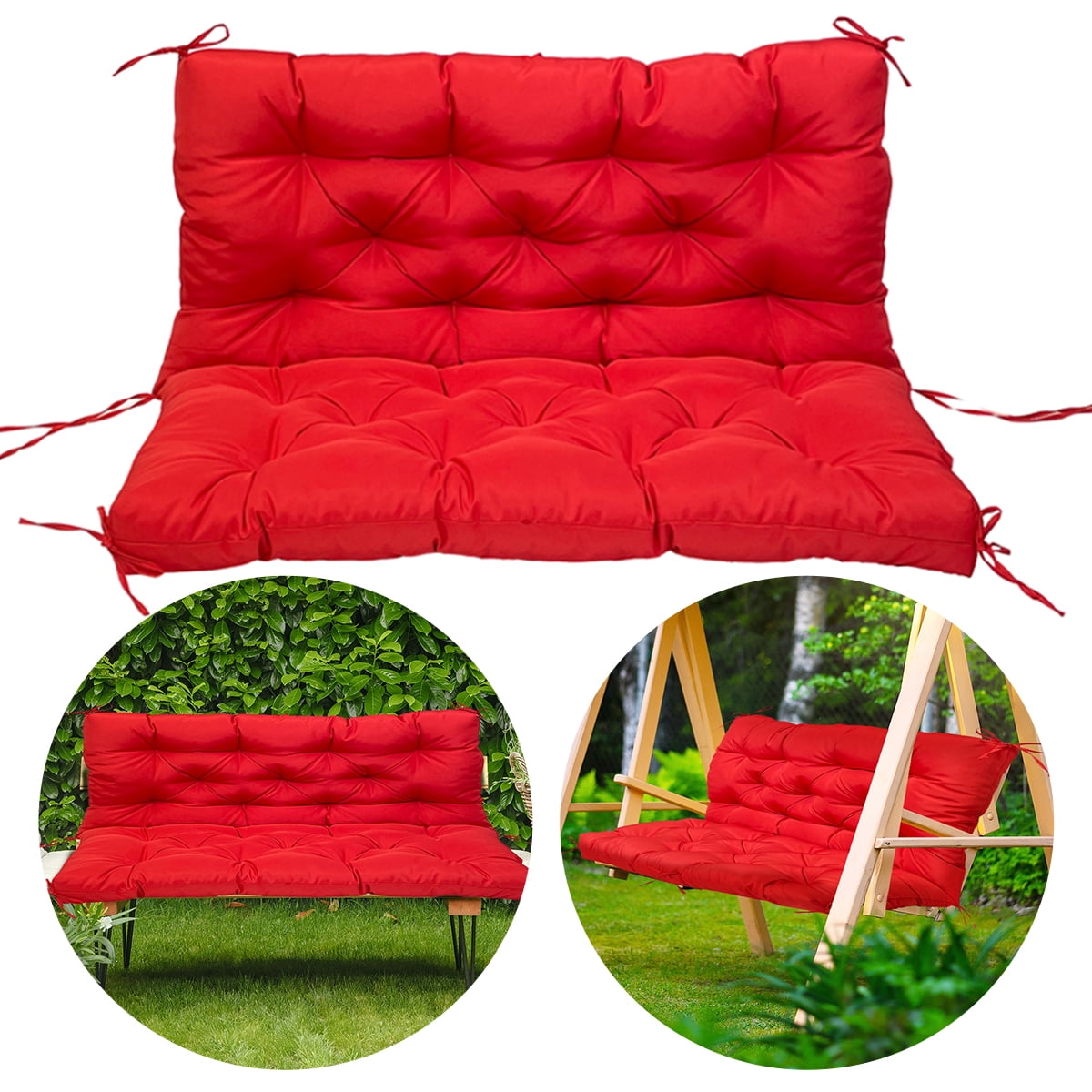 Inlife Bright Red Patio Garden Porch Furniture, Outdoor Bench Cushion ...