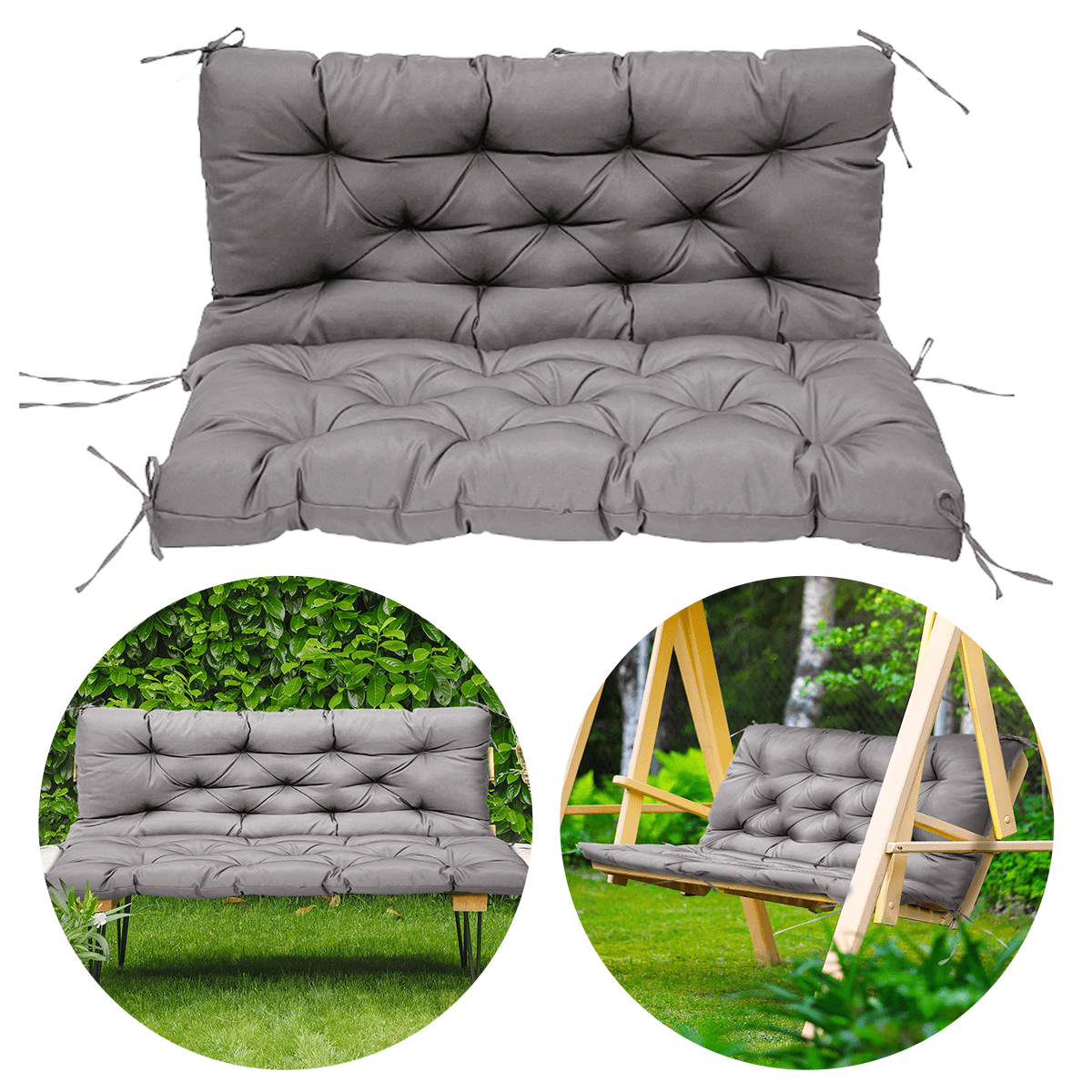 Waterproof Sun-Resistant Swing Chair Cushion, Deep Gray with 8 Nonslip ...