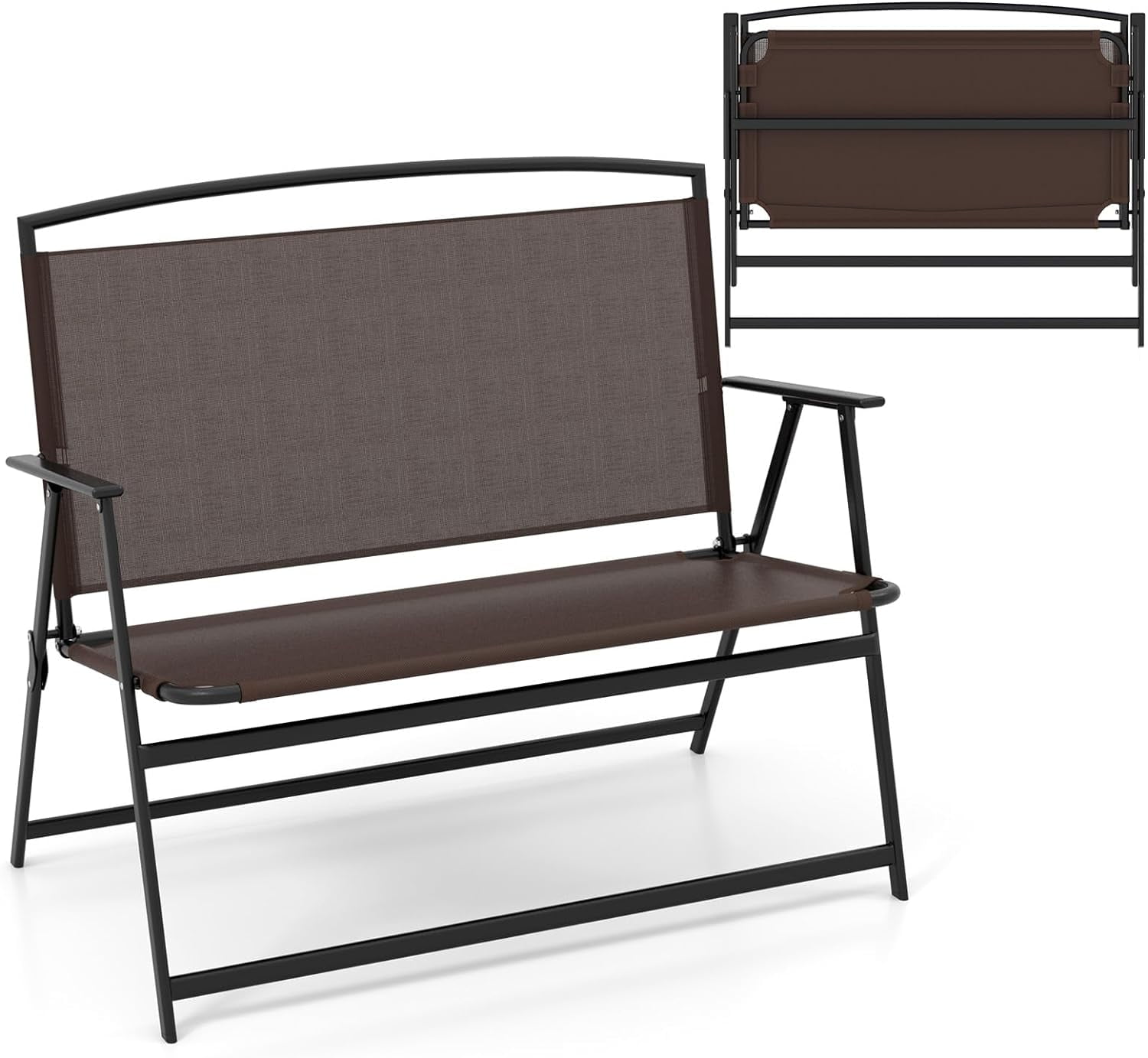 Outdoor Bench, Folding Garden Bench for 2 Persons, Patio Loveseat with ...