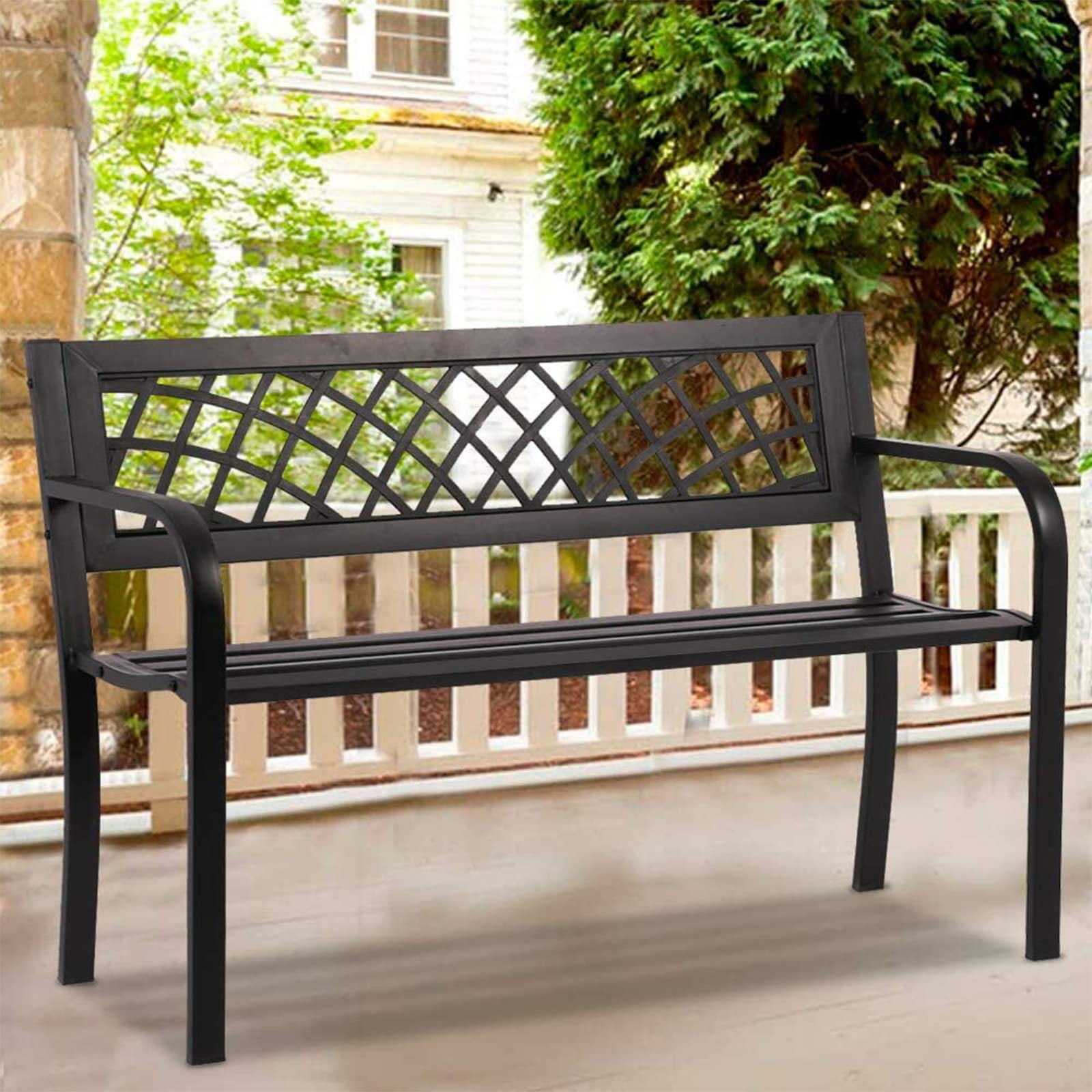 Outdoor Bench Garden Bench Patio Bench Outside Metal Bench with ...