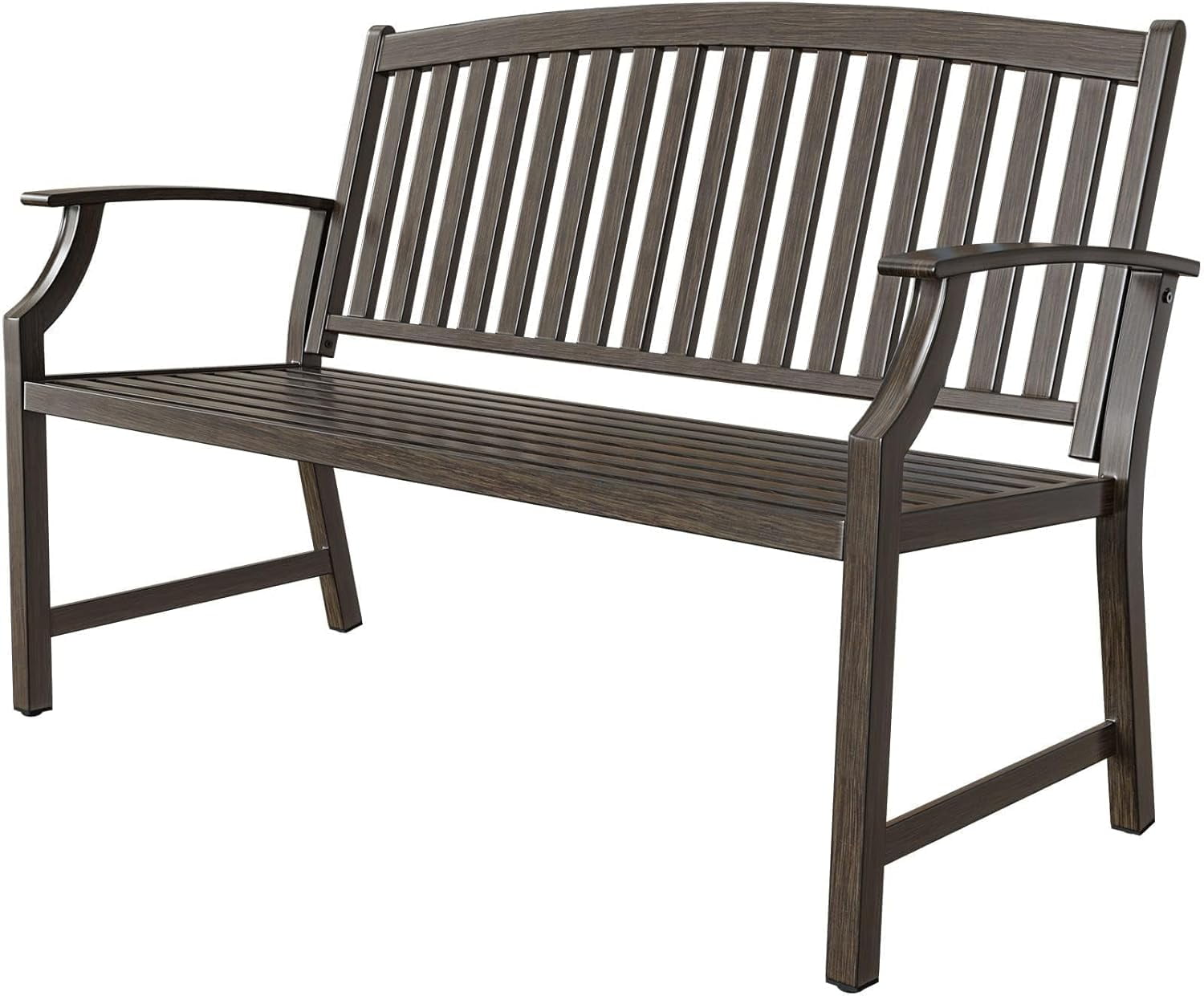Outdoor Bench, Garden Benches with Anti-Rust Metal Powder Coated Frame ...
