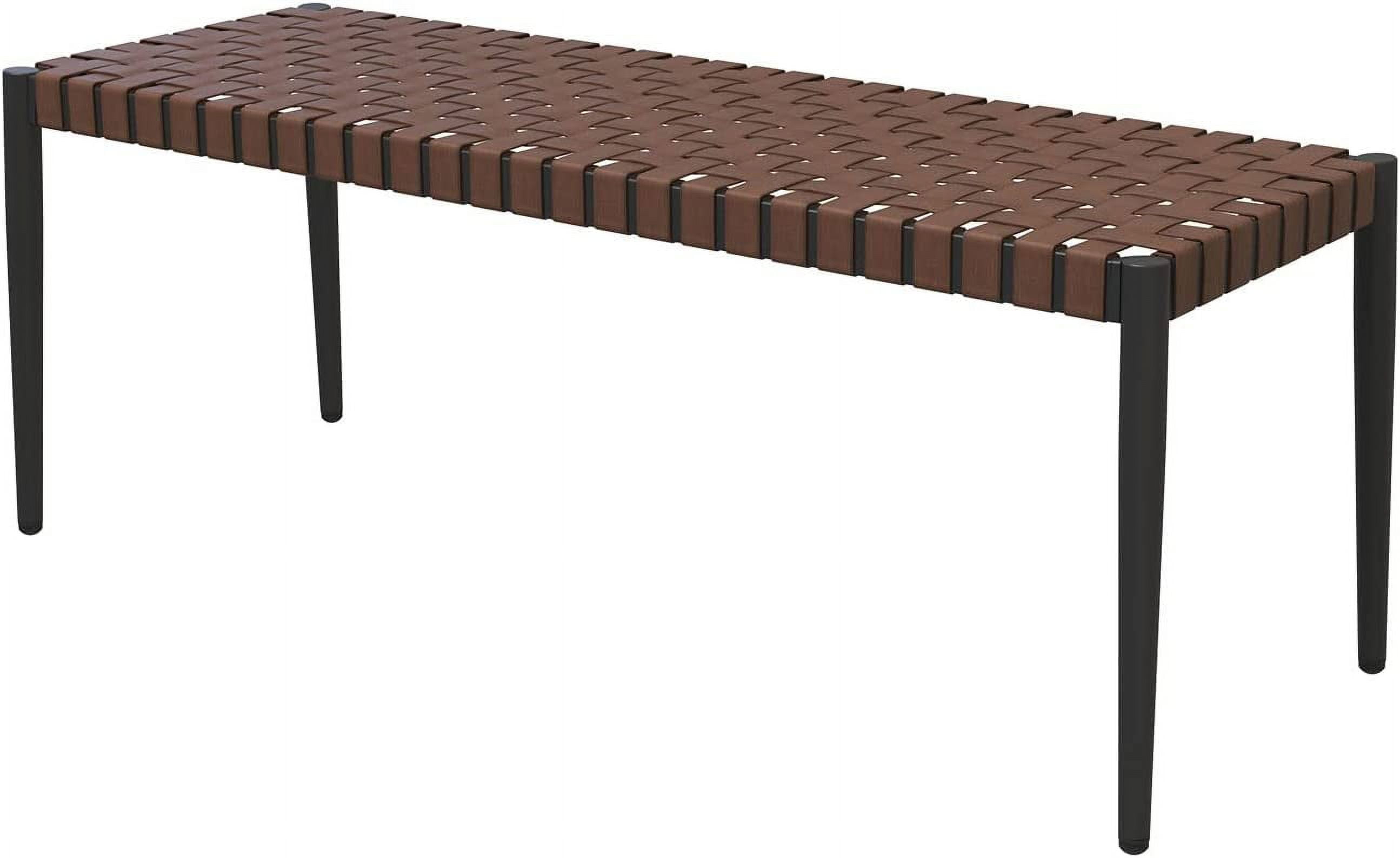 Outdoor Bench Leather-Look Wicker S Seating Bench for Front Porch ...