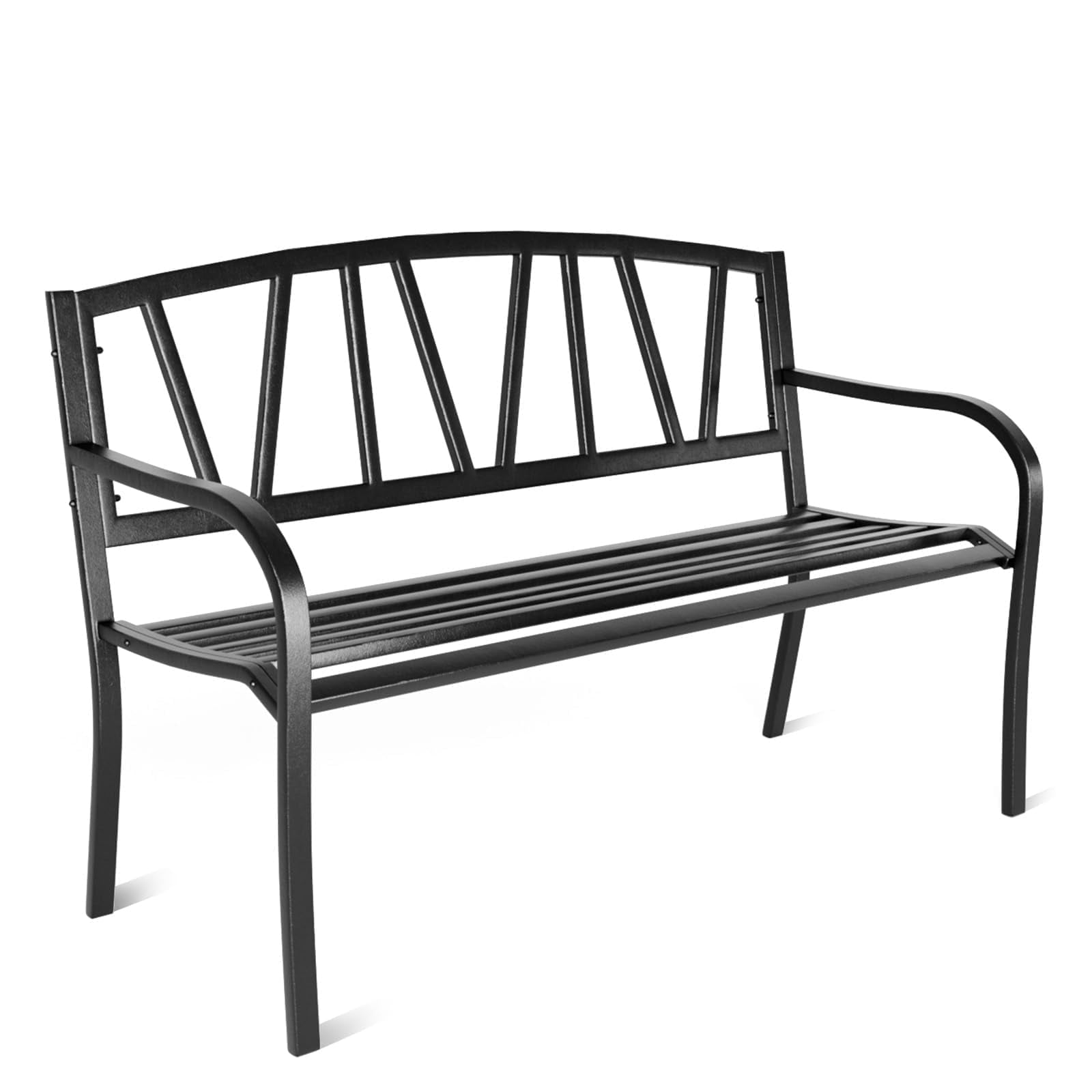 JMGJOY Metal Outdoor Bench, Weatherproof Garden Bench with Diamond ...