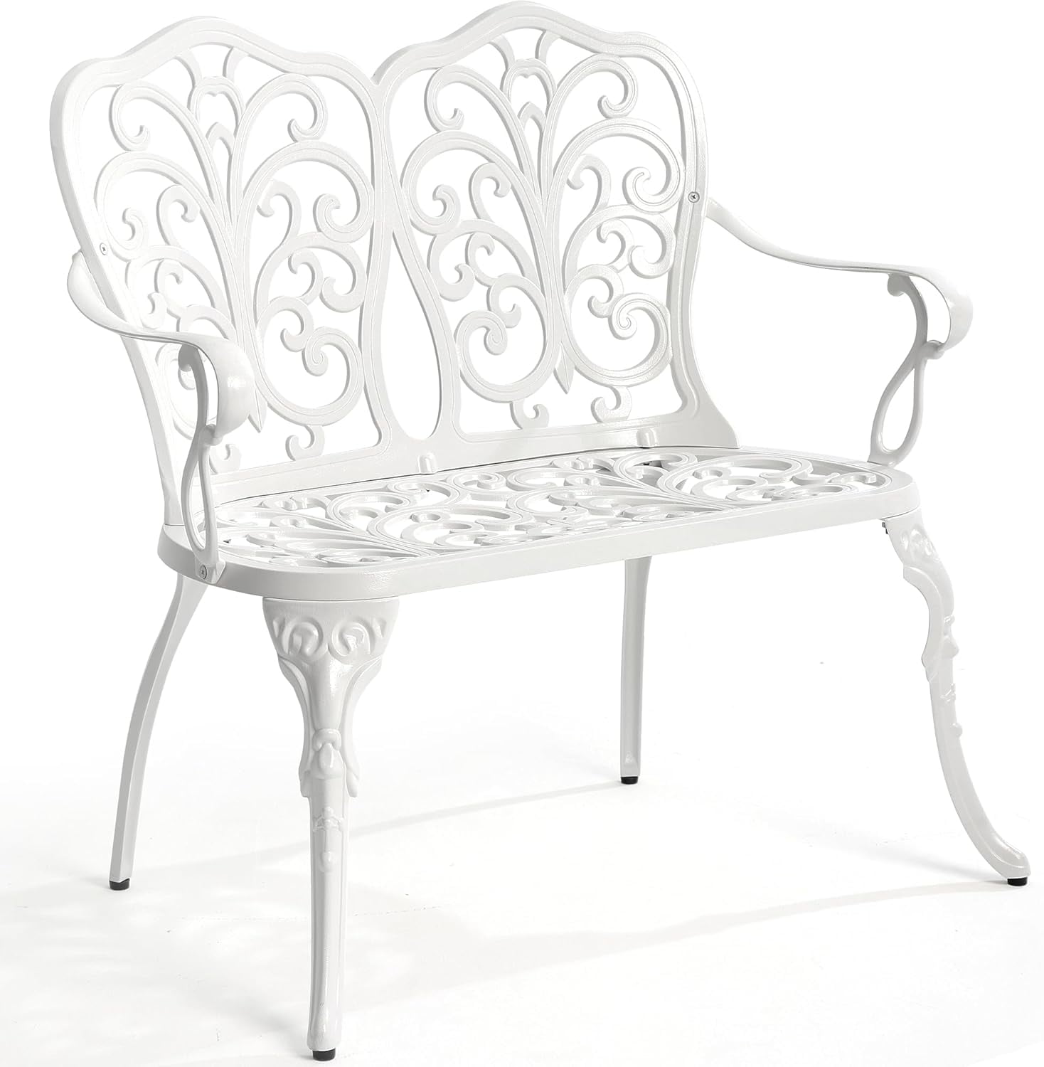 Outdoor Bench, Patio Garden Benches Waterproof Metal Love seat Cast ...