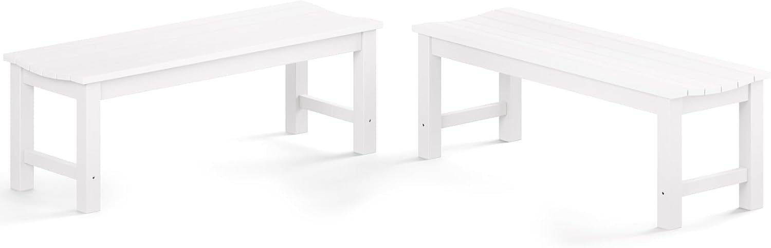 Outdoor Bench Set of 2, 2-Person Patio Backless Benches, HIPS ...