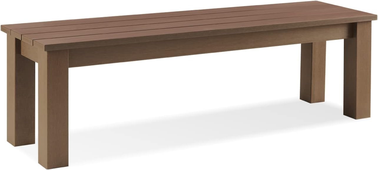 Outdoor Bench, Three Person Outdoor Poly Lumber Patio Backless Bench ...