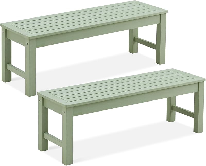 Outdoor Bench, Two Person Poly Lumber Porch Bench, Weatherproof Garden ...