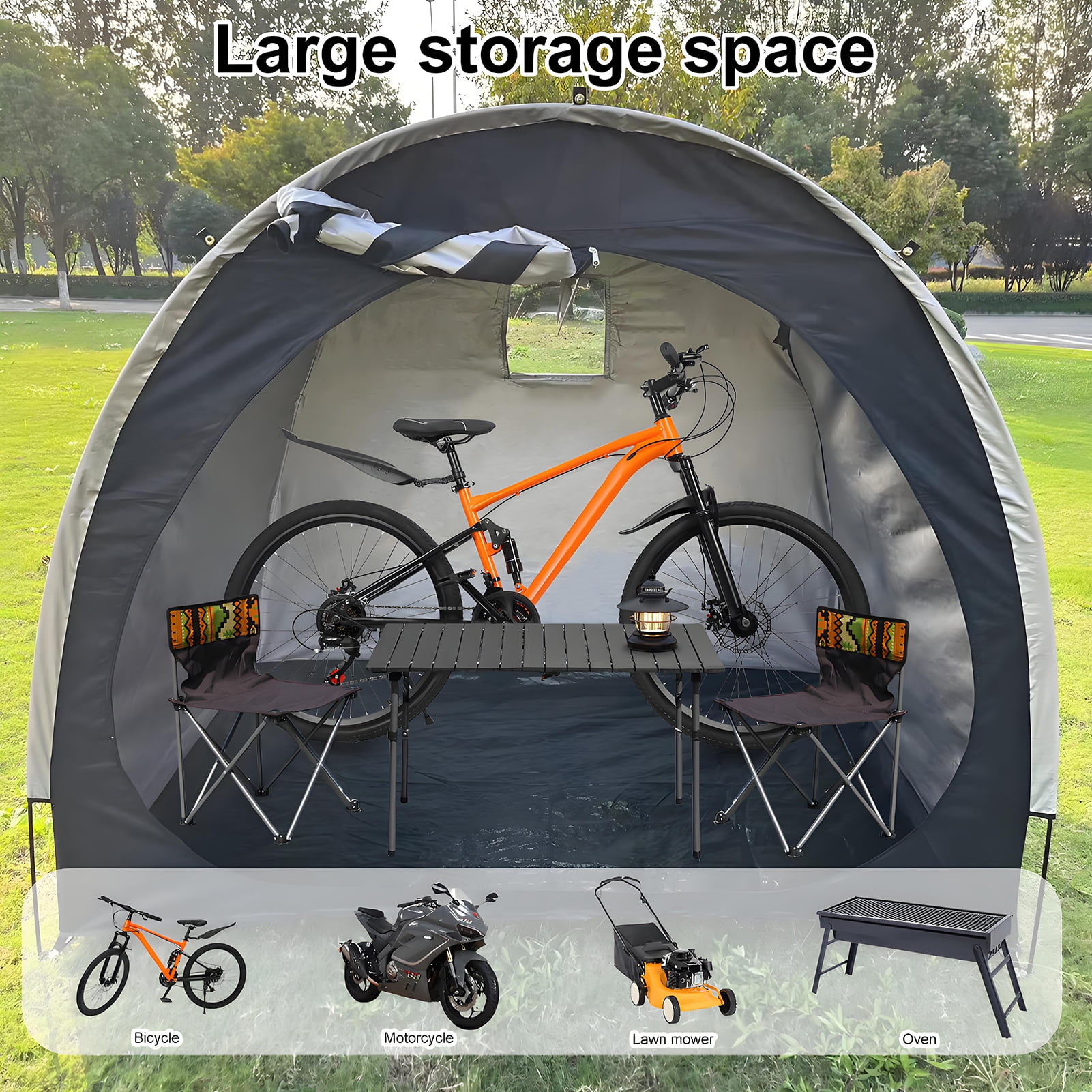 Outdoor Bicycle Storage Tent Accommodate 2 4 Bicycles Sun Waterproof ...
