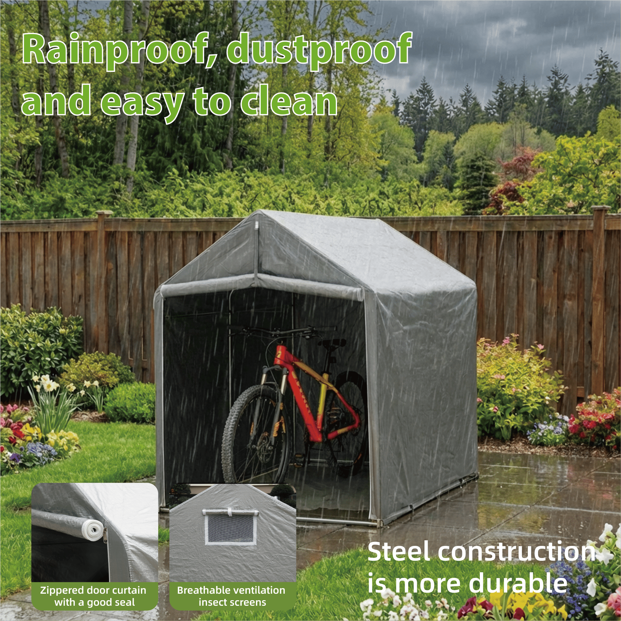Outdoor Bike Shed, 6 x 4 ft Bicycle Storage Shed - Storage Shed with ...