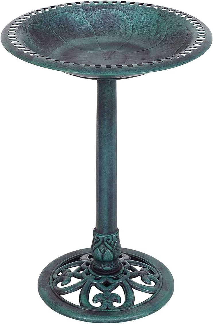 Outdoor Bird Bath, 28" Bird Water Feeder Rustic Resin Bird Bath ...