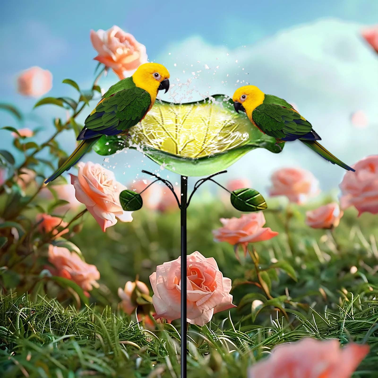 Outdoor Bird Bath Feeder with Stake Garden Yard Decoration Bird Bath ...