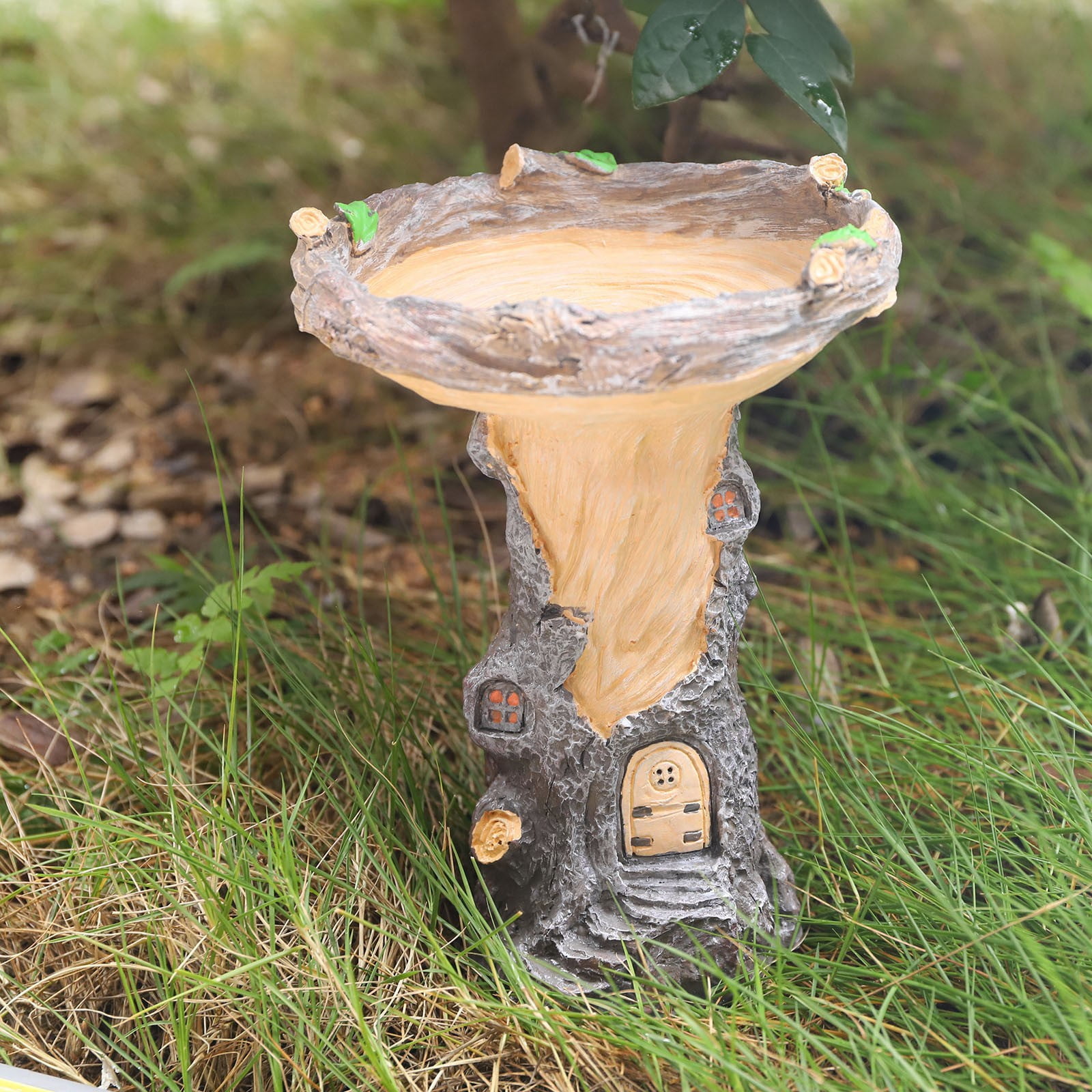 Outdoor Bird Bath with Stand - Heavy Duty Resin Tree Trunk Design ...