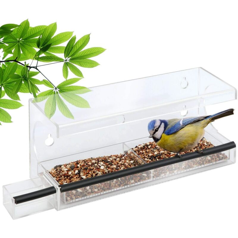Outdoor Bird Feeder Transparent Suction Cup PVC Crylic Glass Birdhouse ...