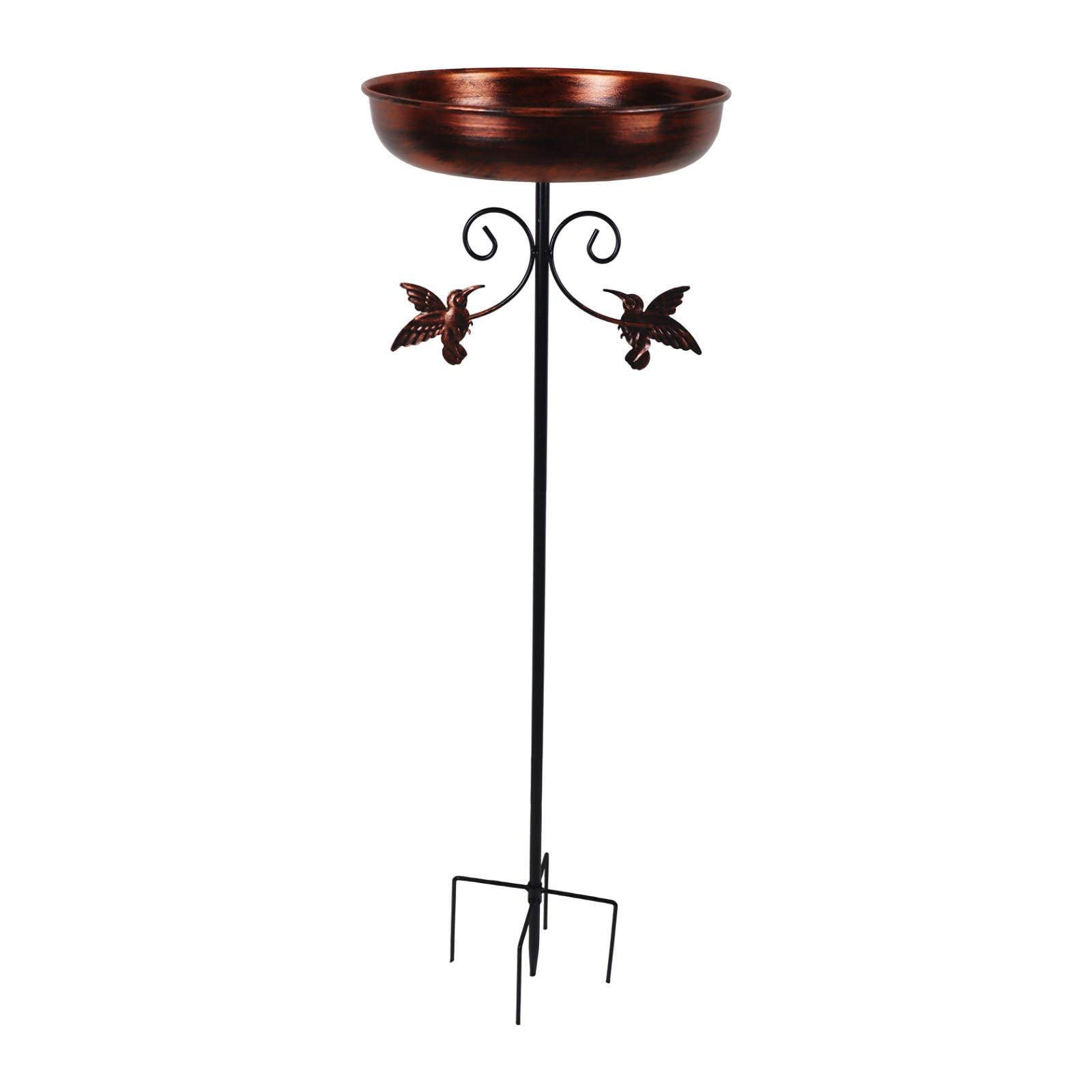 Outdoor Bird Feeder Tray Birdbath Bronze Iron 31.5 Inch Tall Stake for ...