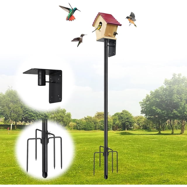 LCOKEIY Outdoor Bird House Pole,74 Inch Heavy Duty Bird Feeder Pole ...