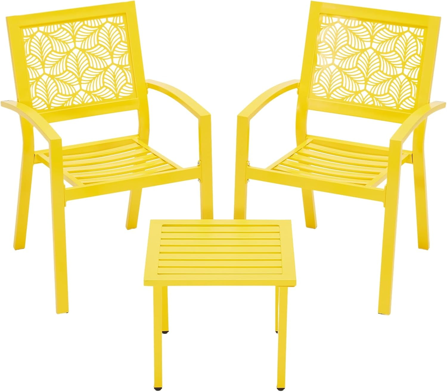 Outdoor Bistro Set for 2, Stackable Modern Porch Furniture Set ...