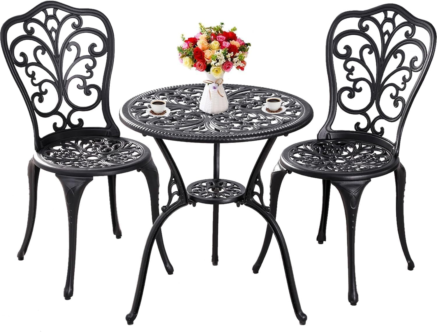 Outdoor Bistro Set 3 Piece Patio Bistro Set, Cast Aluminum Bistro Table ...