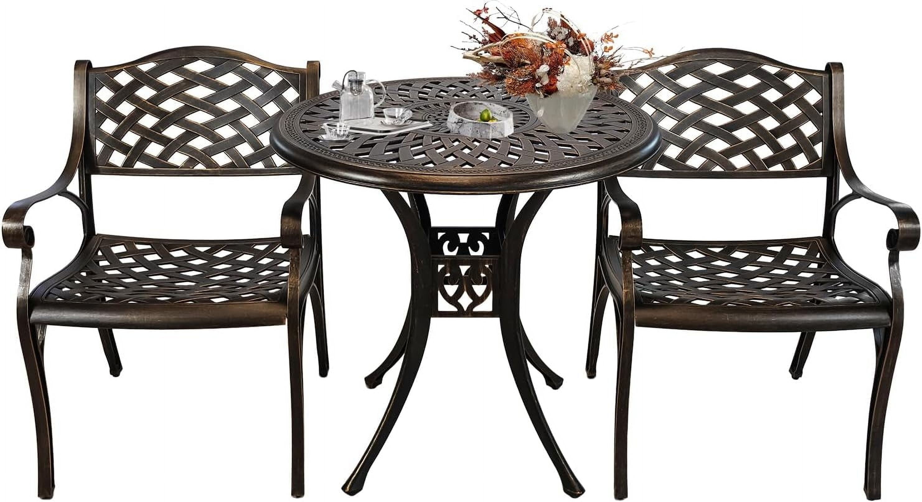 Outdoor Bistro Set 3 Piece, All Weather Bistro Table and Chairs Set ...