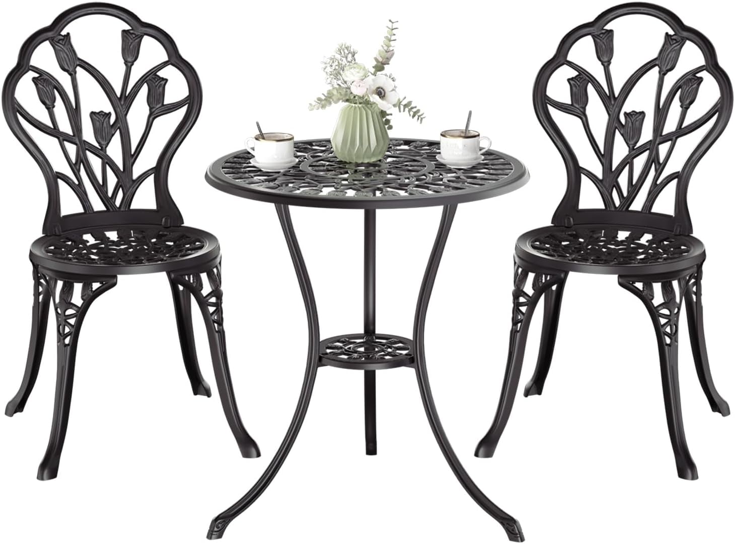 Outdoor Bistro Table and Chairs Set of 2, 3 Piece Patio Bistro Set w ...