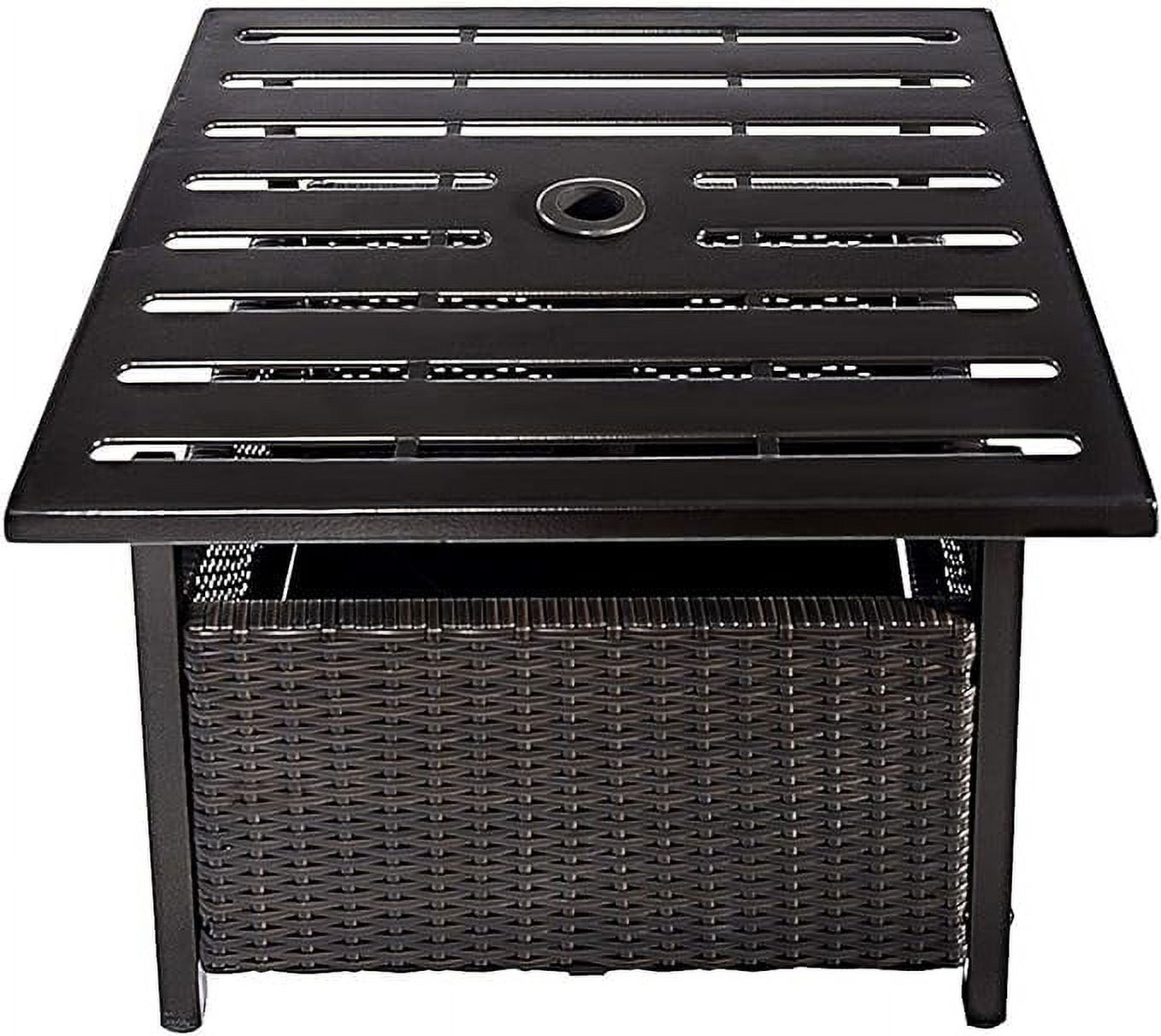 Outdoor Bistro Table Wicker Finish With Umbrella Hole Poolside ...