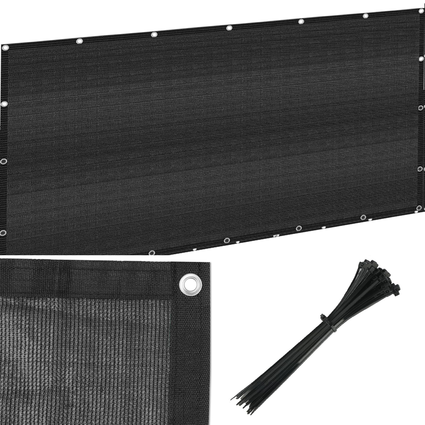Outdoor Black Privacy Screen, Heavy Duty 150 GSM Mesh for Chain Link ...