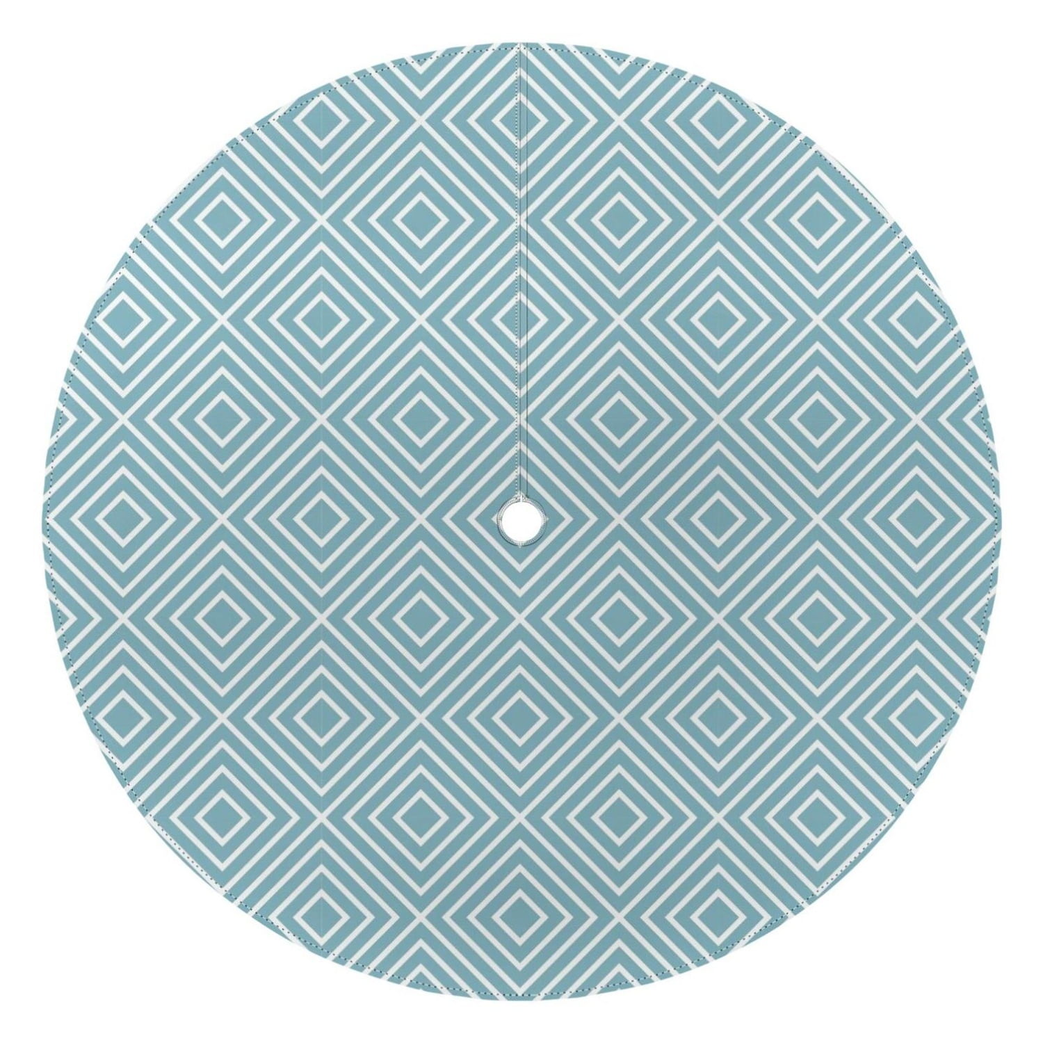 Outdoor Blue Geometry Tablecloth with Umbrella Hole and Zipper,Round ...