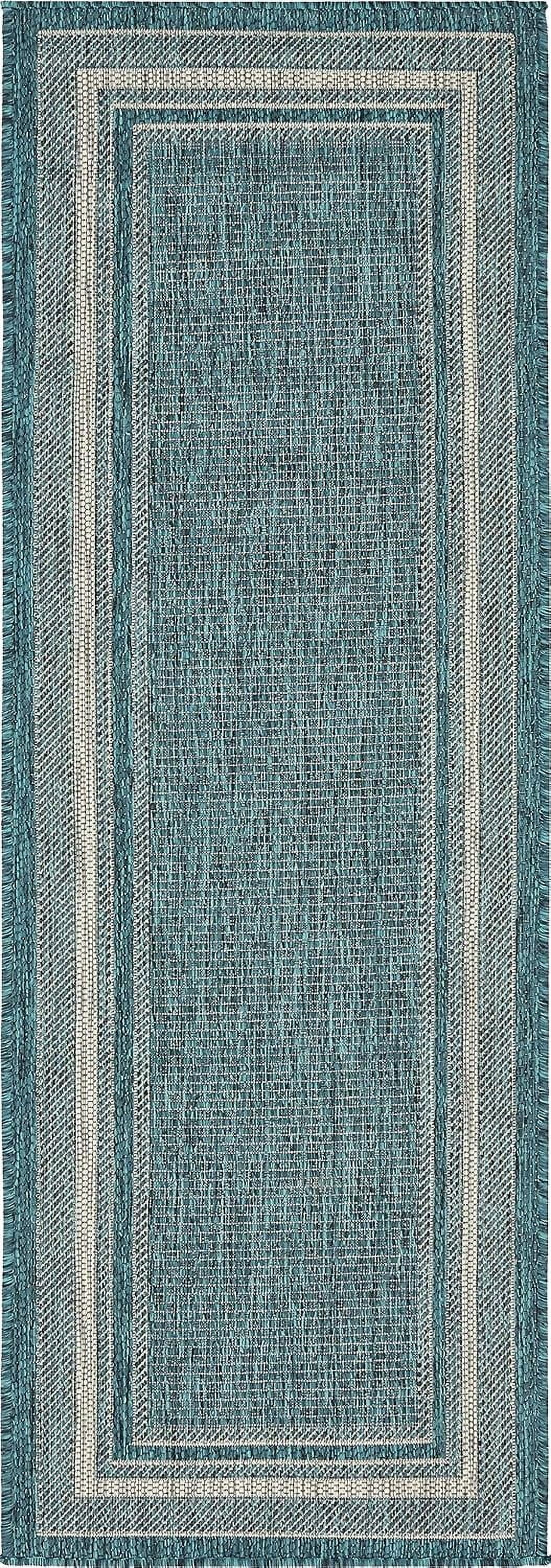 Outdoor Border Collection Area Rug - Soft Border (2' x 6' 1" Runner, Black/ Ivory) - Walmart.com