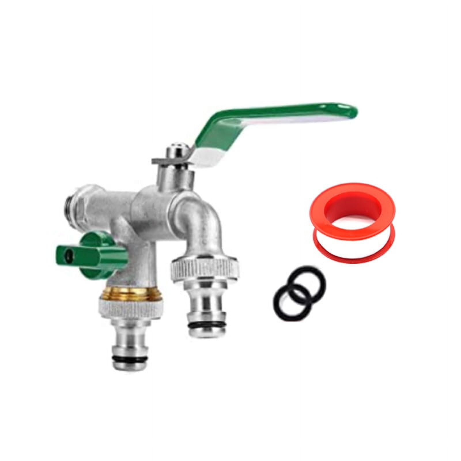 Outdoor Brass Garden Faucet with Dual Outlet – 1/2" to 3/4" Hose ...