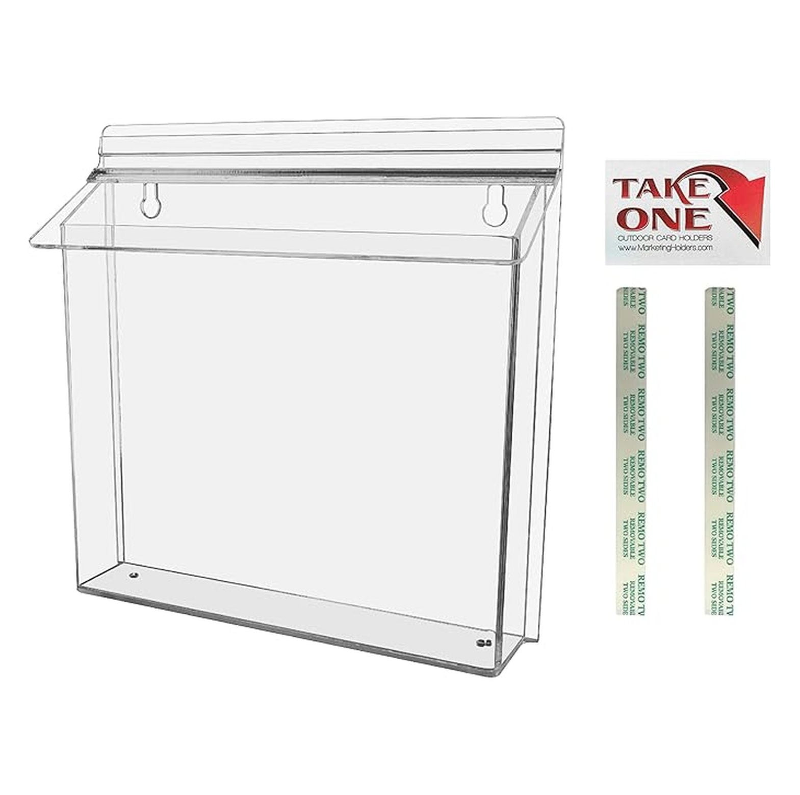 Outdoor Brochure Holder with Take One Sticker Adhesive Strips Holds 11 ...