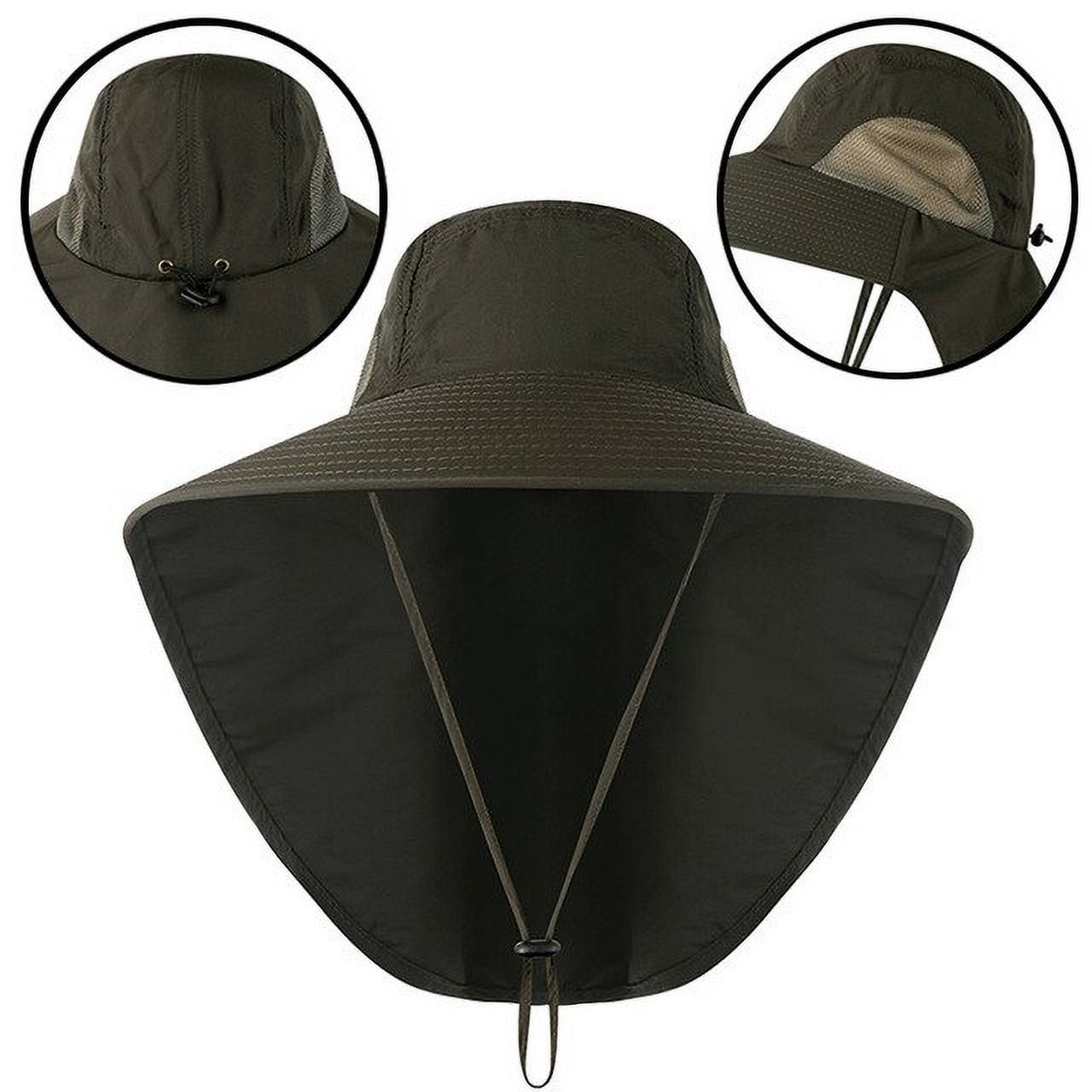 Outdoor Bucket Hat Summer Sun Protection Sun Hats with Neck Flap Quick ...