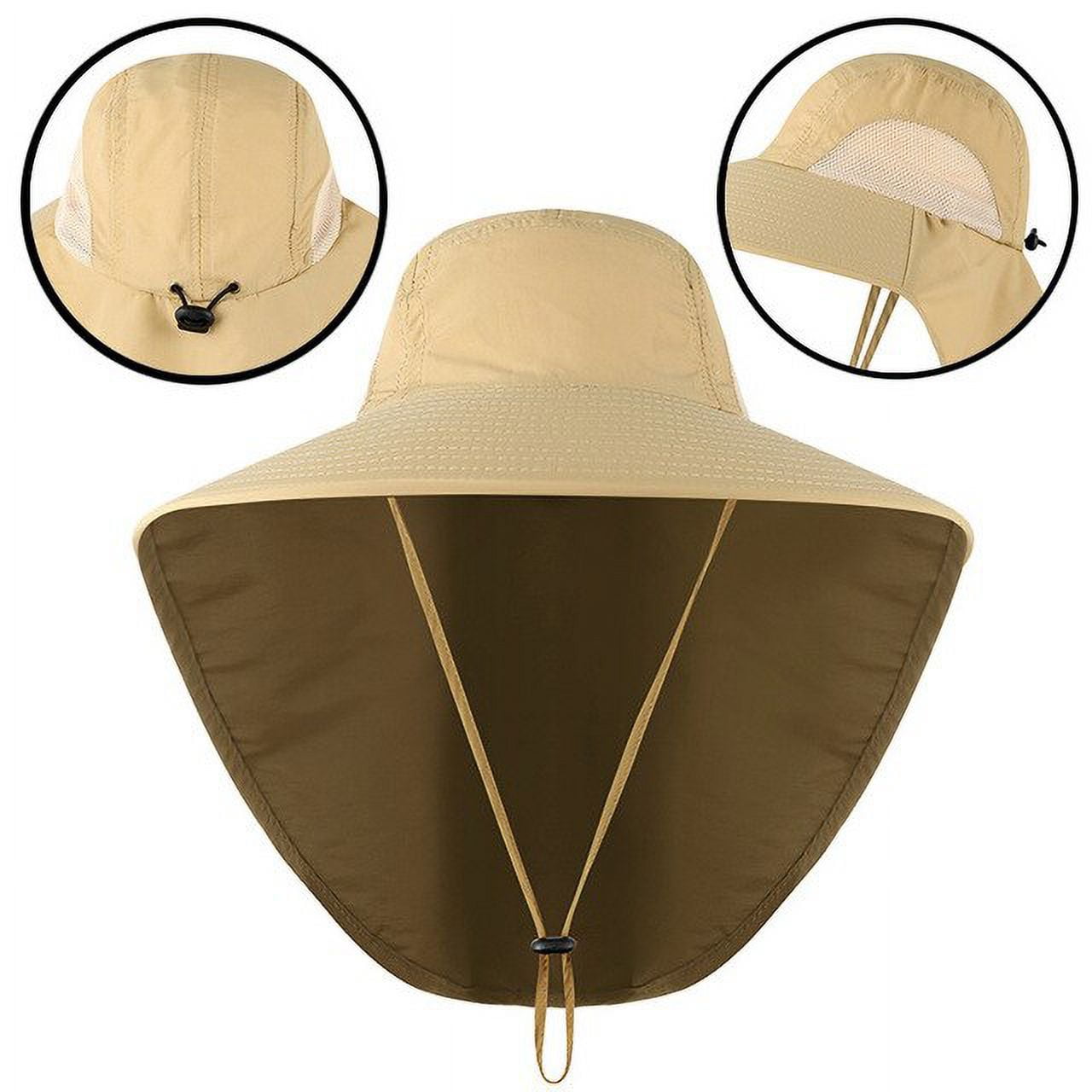Outdoor Bucket Hat Summer Sun Protection Sun Hats with Neck Flap Quick ...