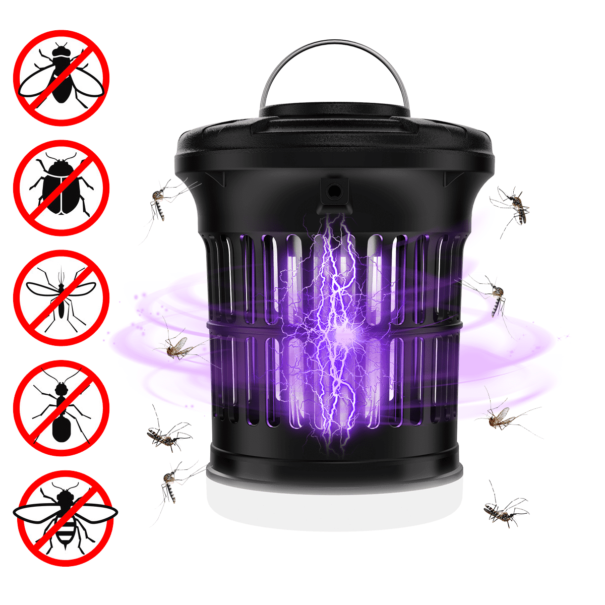 Outdoor Bug Zapper with LED Light - Waterproof Fly Trap, Insect Zapper ...