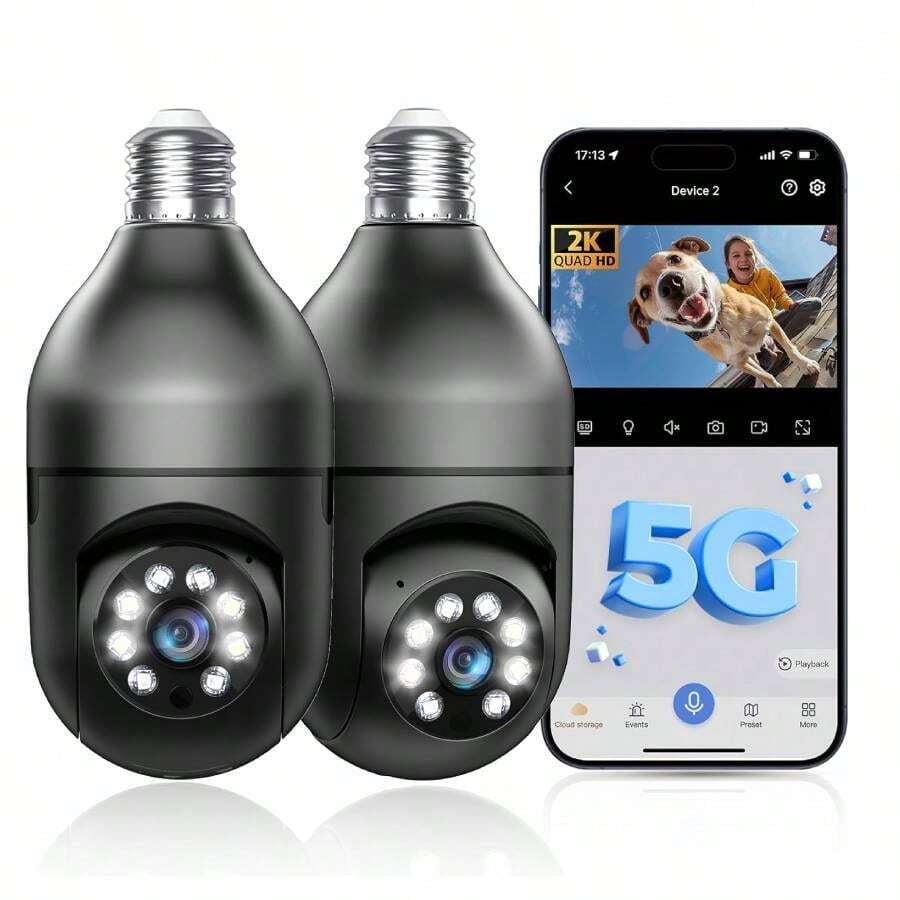 Outdoor Bulb Security Camera,5g/2.4ghz WiFi Bulb Security Camera For Home Security Monitoring ...