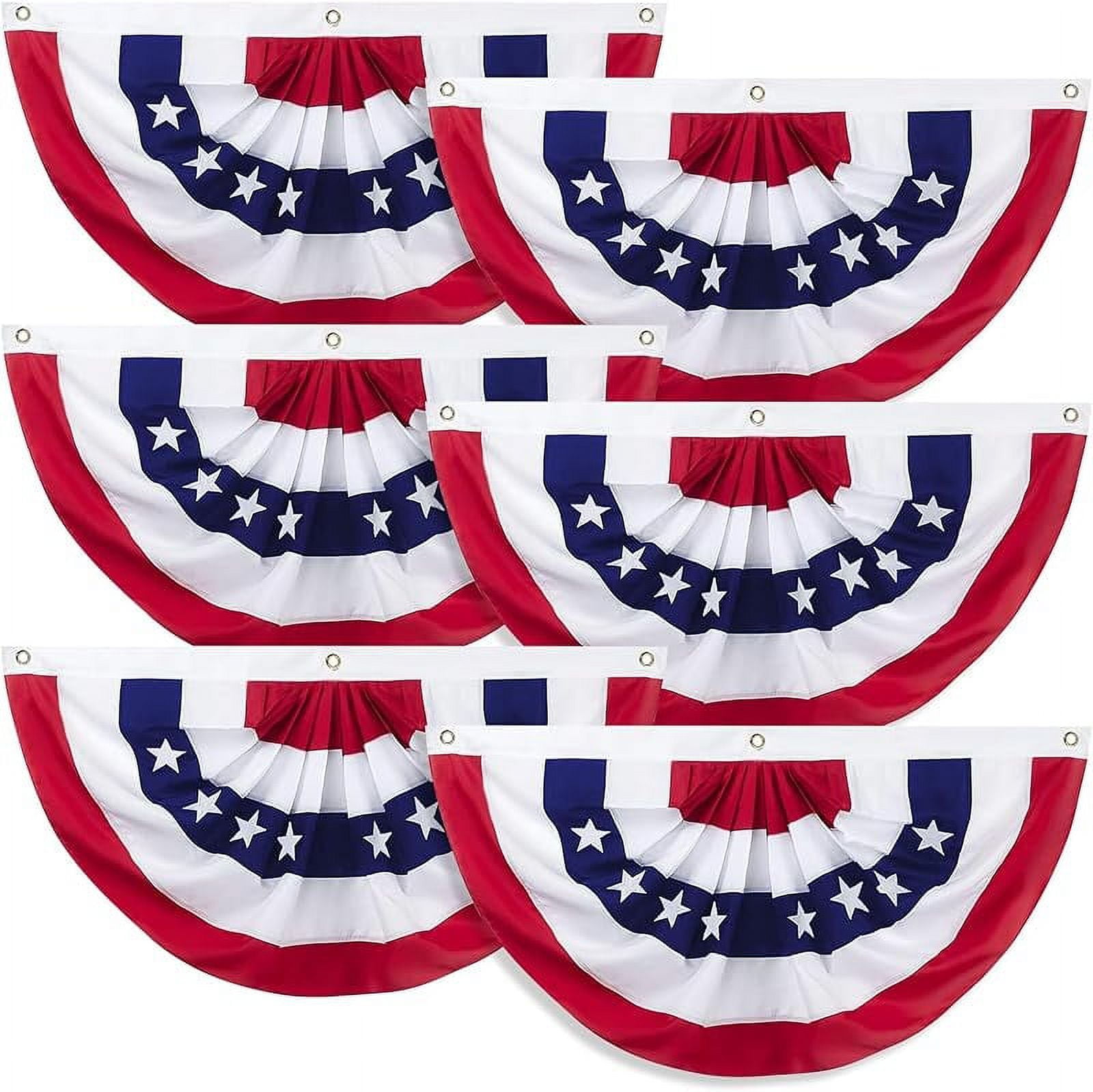 Outdoor Bunting 3PCS 2x4 FT American Pleated Fan Flags - 4th of July ...