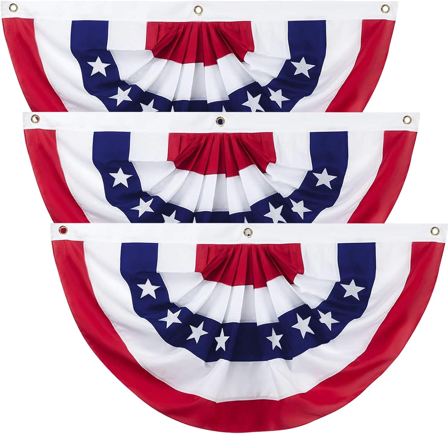 Outdoor Bunting 3PCS 2x4 FT American Pleated Fan Flags - 4th of July ...