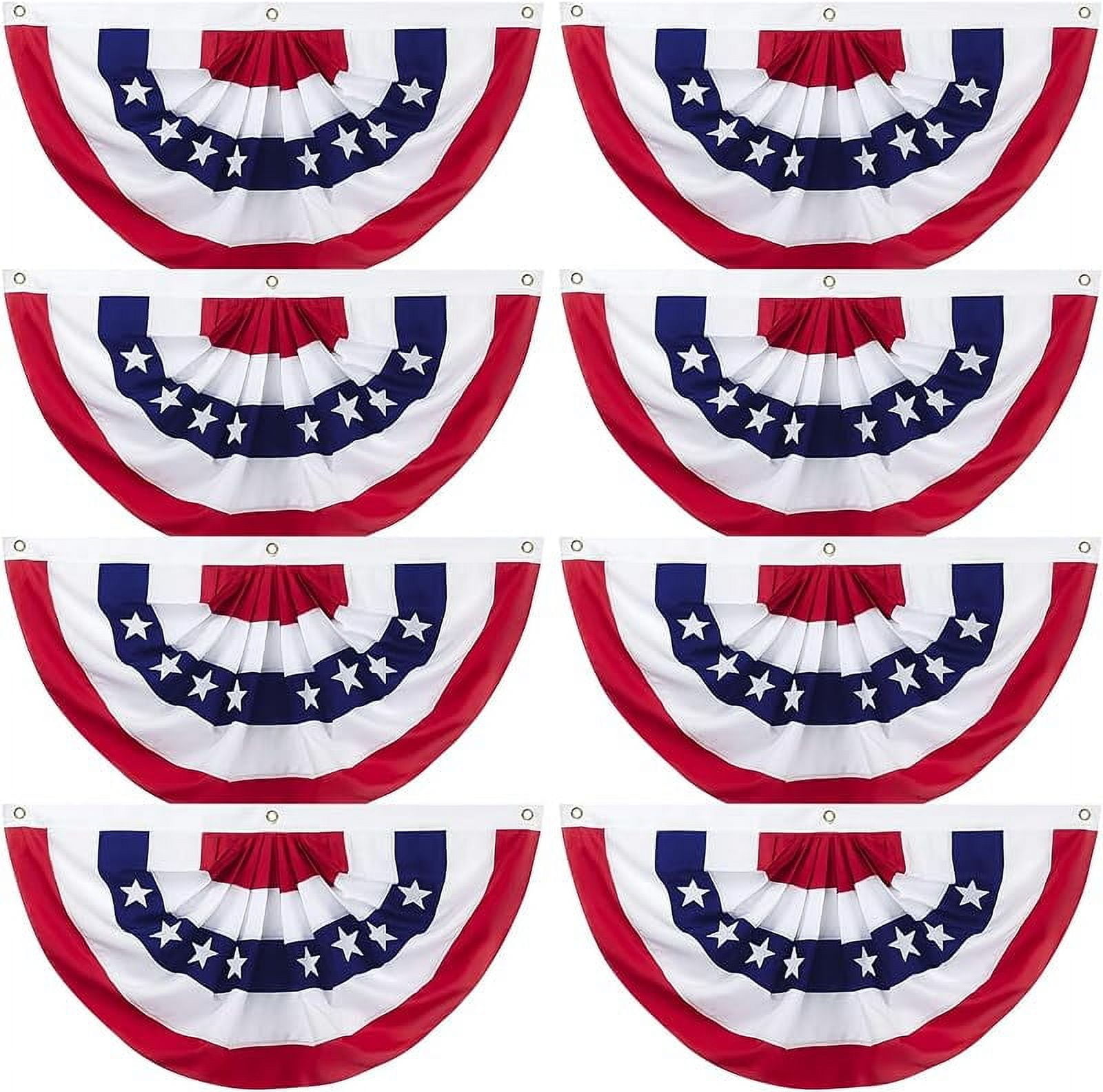 Outdoor Bunting 3PCS 2x4 FT American Pleated Fan Flags - 4th of July ...