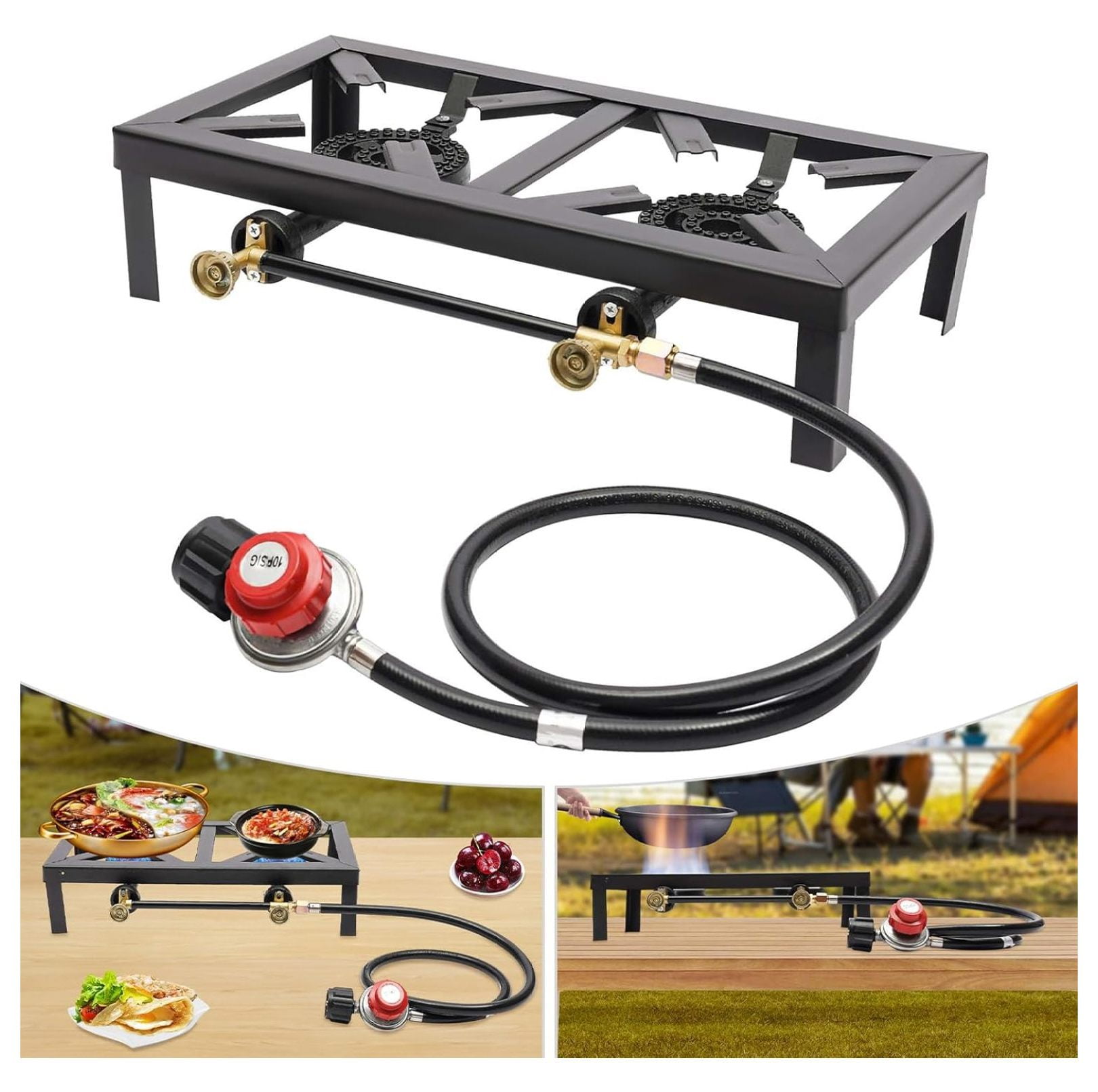 Outdoor Burner Gas Stove, Portable Double Propane Gas Burner, Outdoor ...