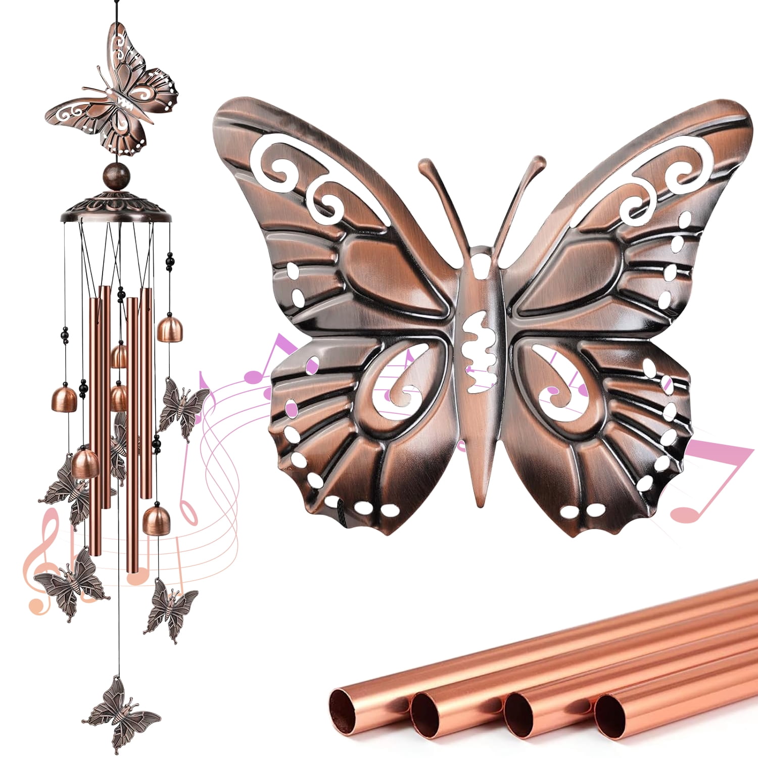 Outdoor Butterfly Wind Chimes, Decorative Wind Chimes with Aluminum ...