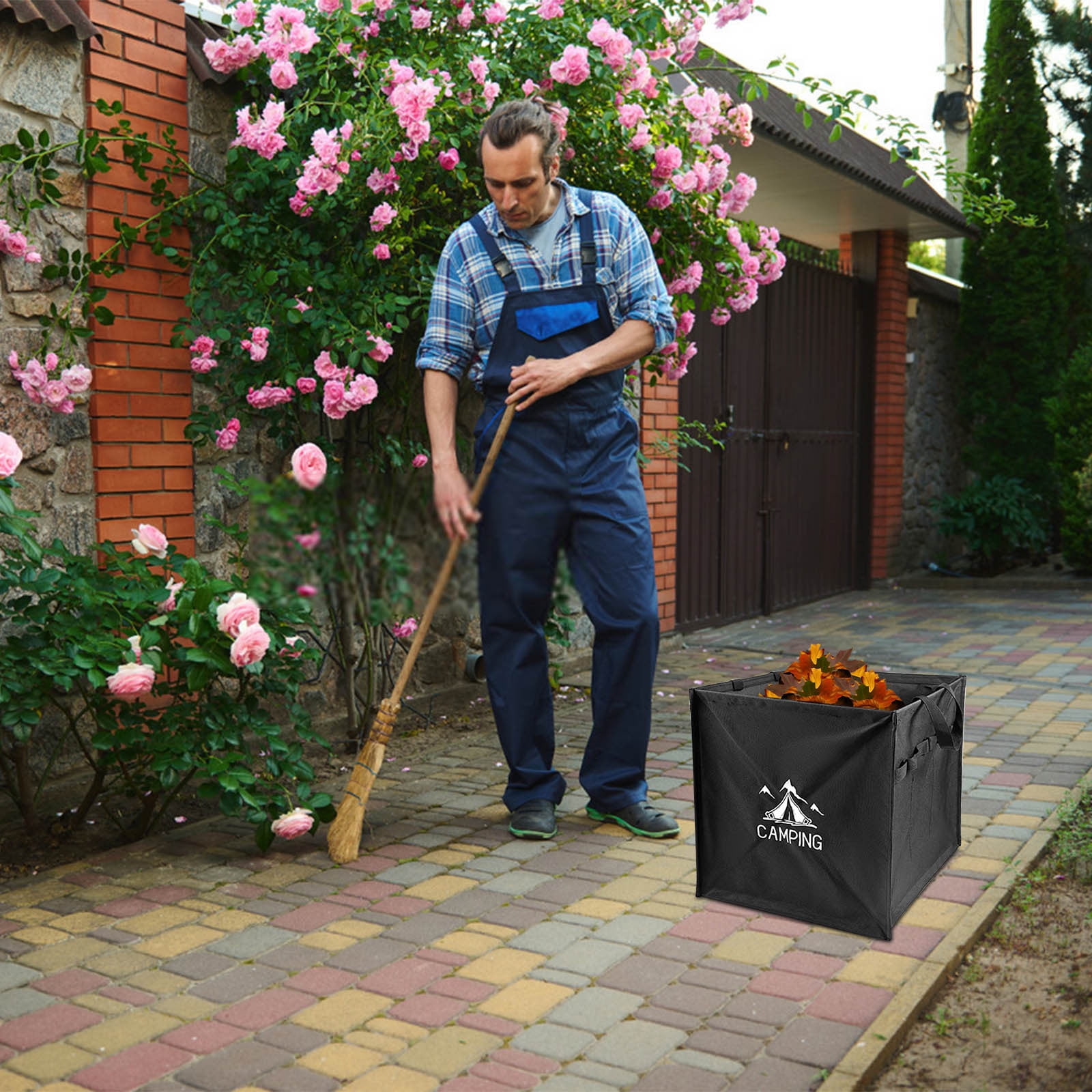 Outdoor Camping Collapsible Trash Can, Collapsible Garden Bag for Lawn ...