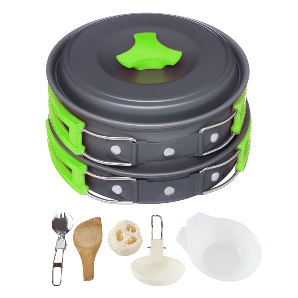 Outdoor Camping Cooking Set Pot Pan Set Camping Cookware Set 1-2 Person ...