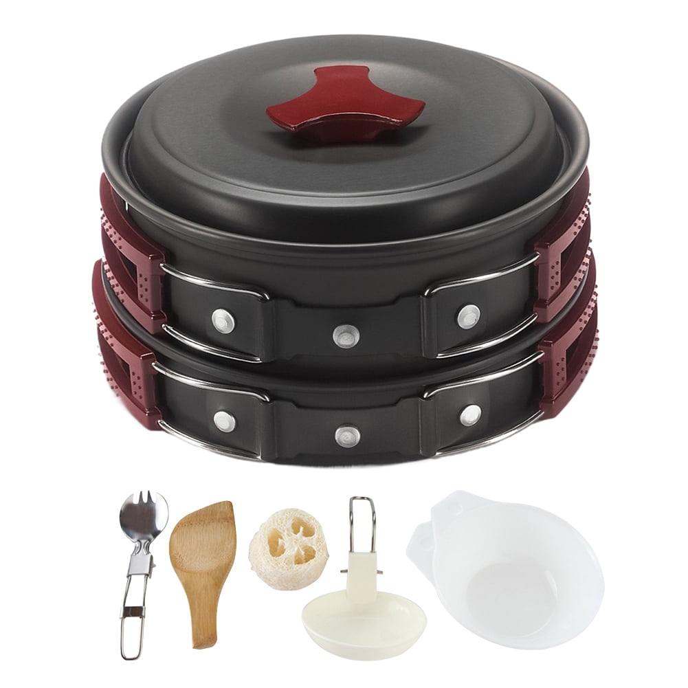 Outdoor Camping Cooking Set Pot Pan Set Camping Cookware Set 1-2 Person ...