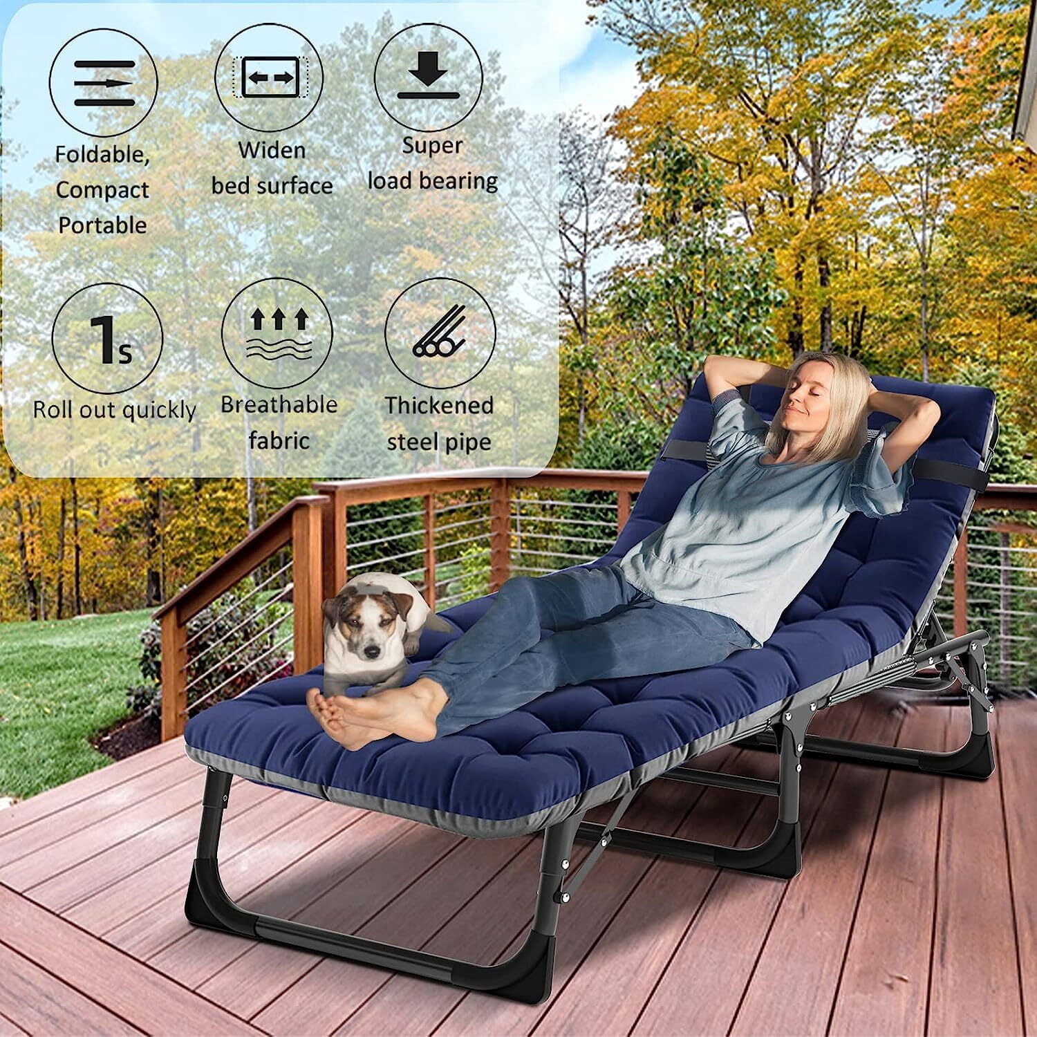Outdoor Camping Cot 4 Position Adjustable Folding Bed Removable ...