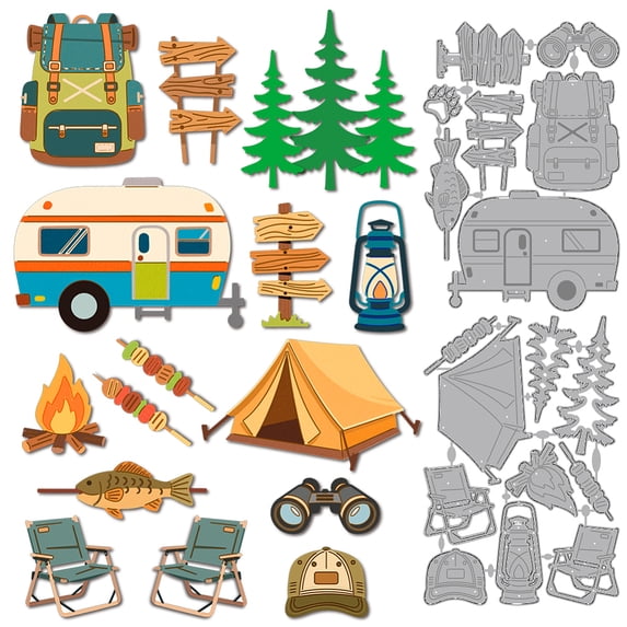 Outdoor Camping Metal Die Cuts Campervans Cutting Dies Tents Embossing ...