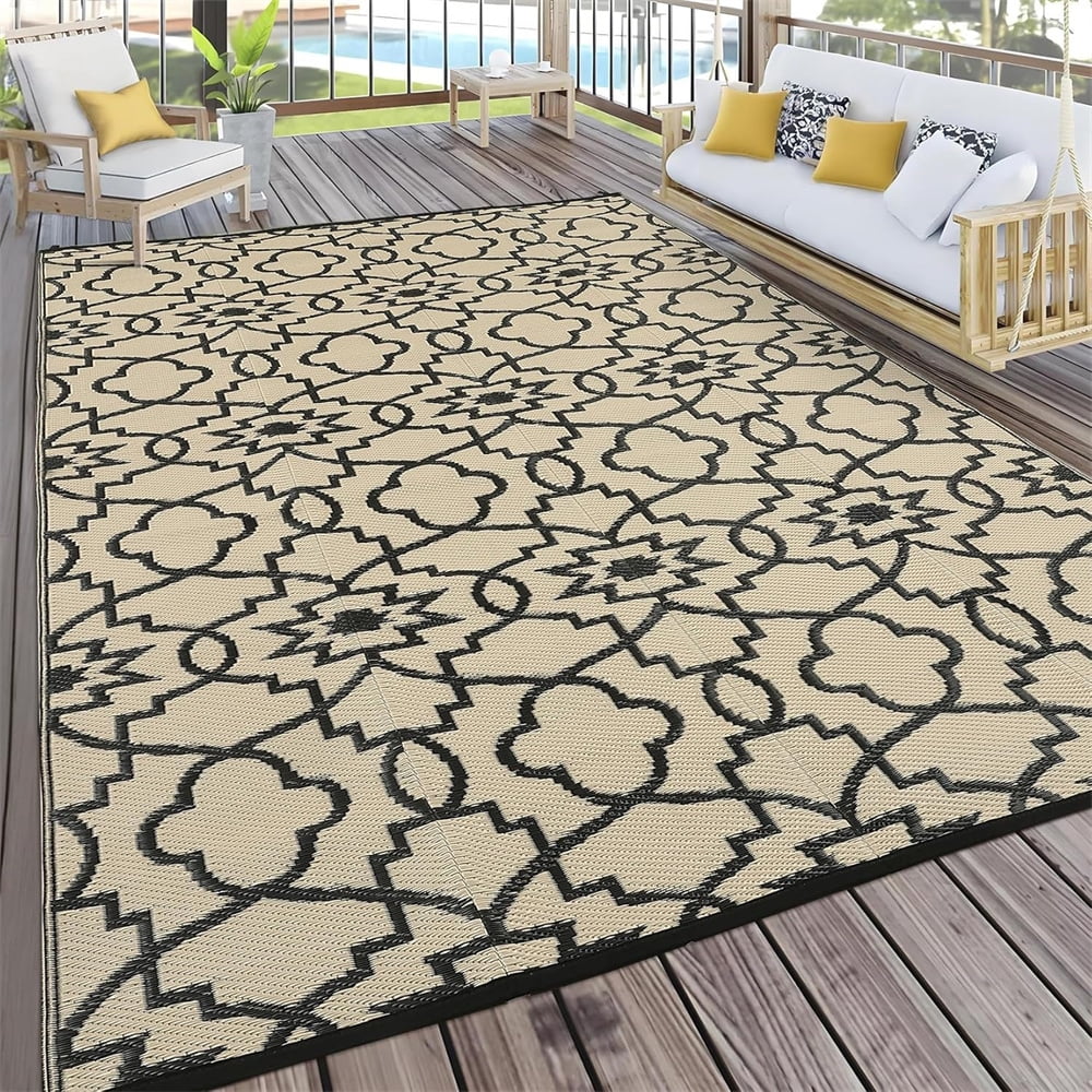 Outdoor Camping Rug for Patio 8x10/9x12/9x18 Stain-Resistant Modern ...