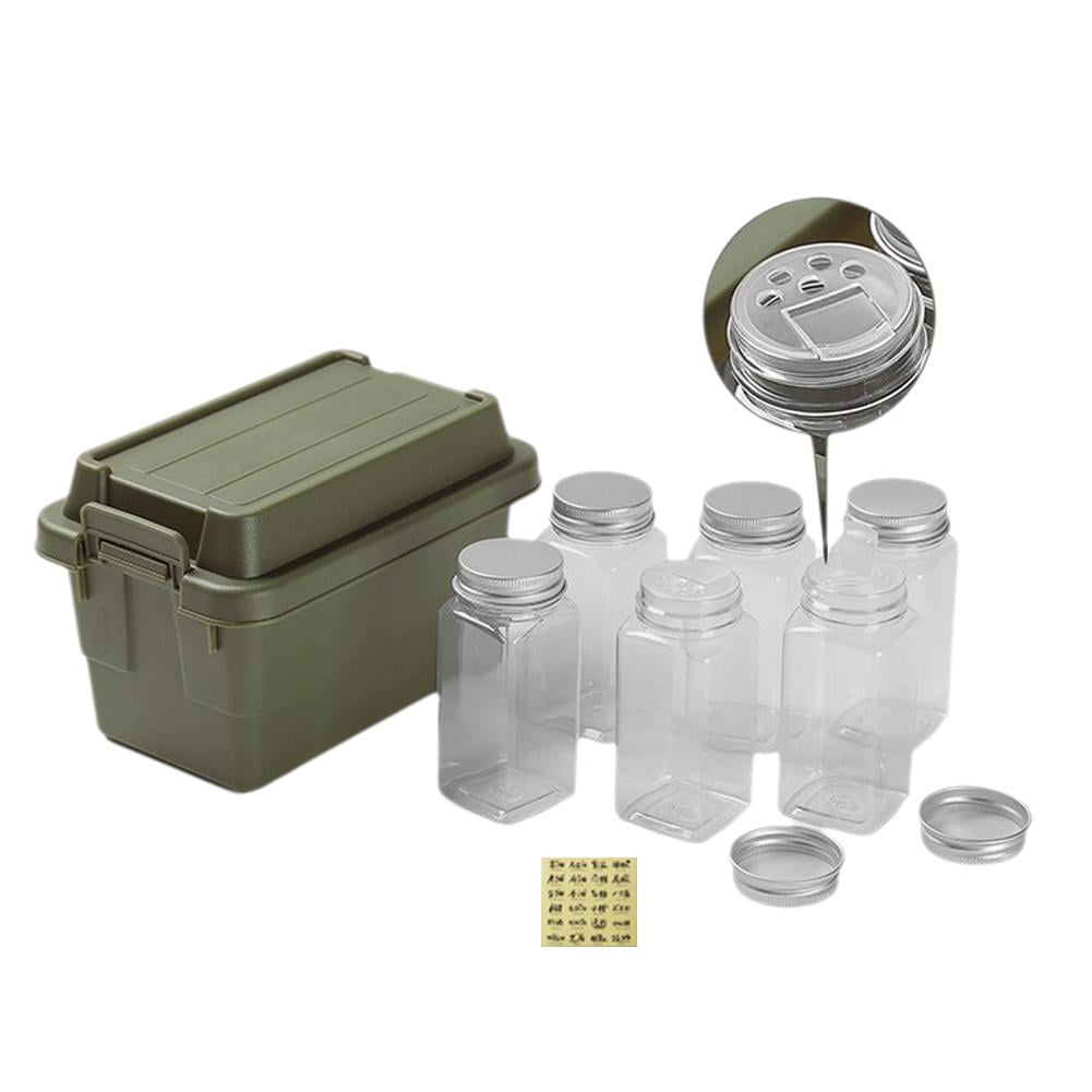 Outdoor Camping Spice Storage Box with 6 Seasoning Bottles - Multi ...