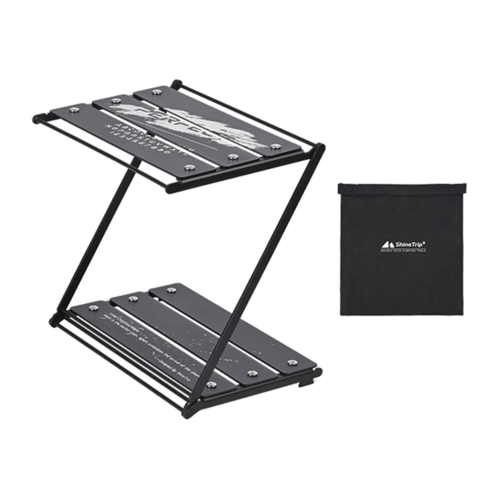 Outdoor Camping Storage Rack Folding Picnic Table Double Layer Picnic ...