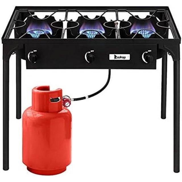 Outdoor Camping Stove, 3 Burner Propane Gas Cooker w/Detachable Legs ...