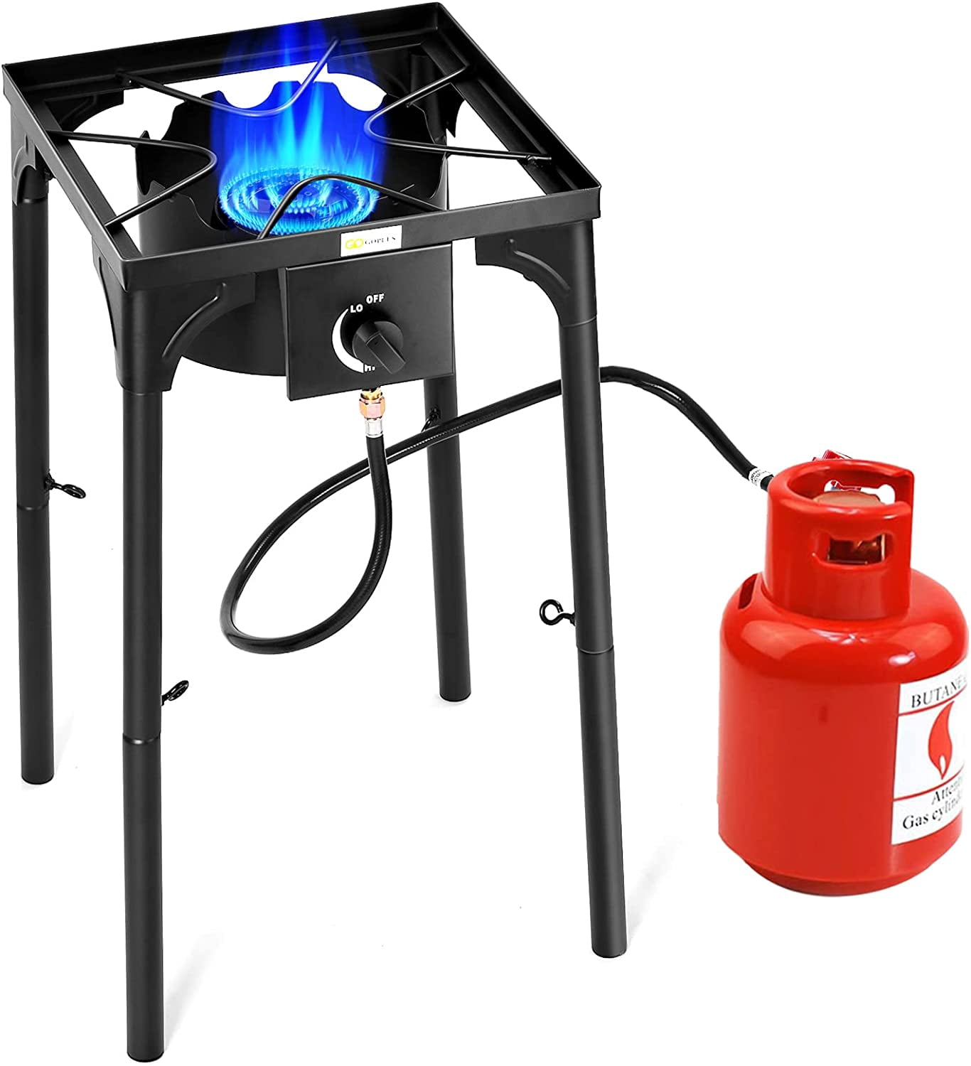 Outdoor Camping Stove, Propane Gas Cooker w/ Detachable Legs & 0-20 PSI ...