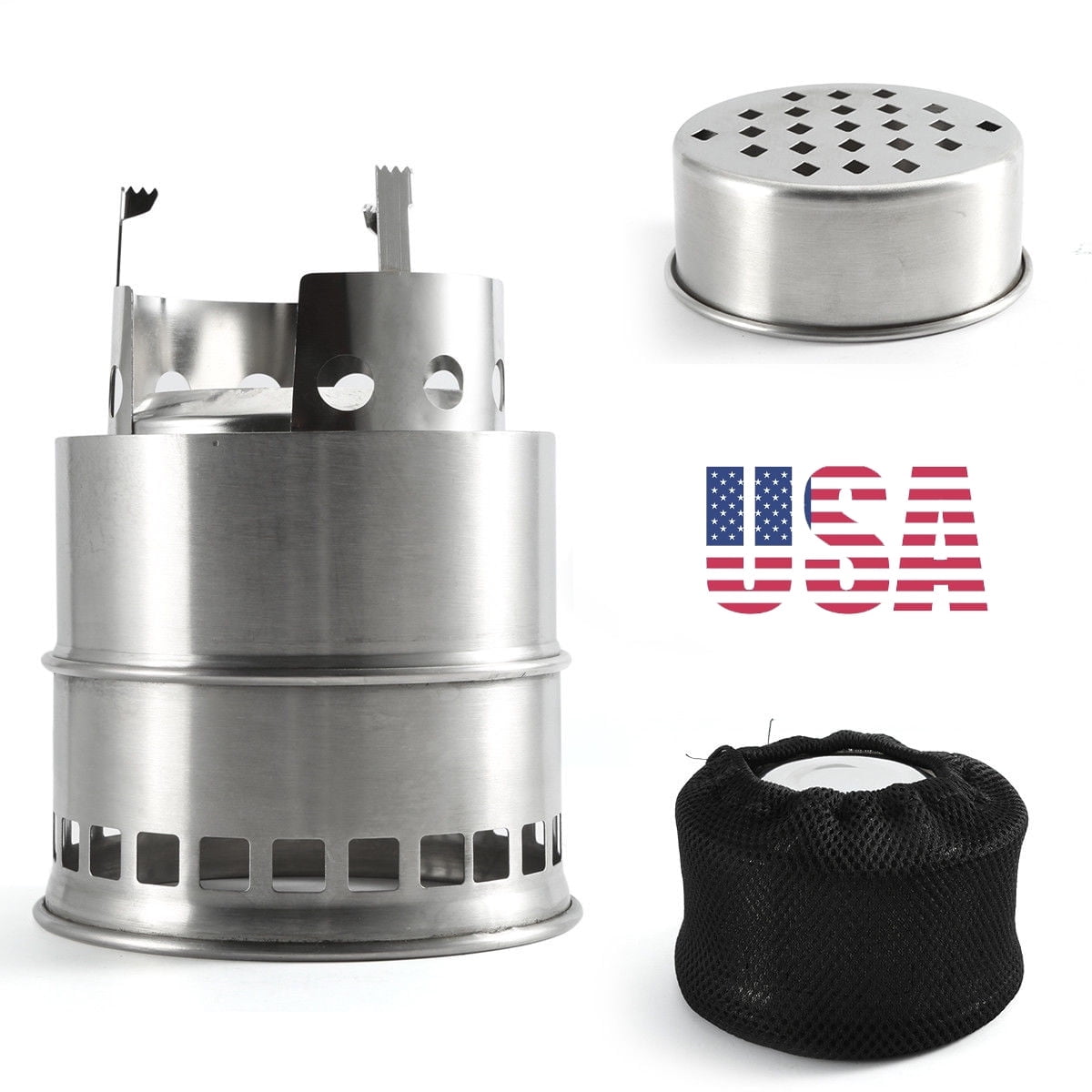 Outdoor Camping Wood-burning Stove Backpacking Portable Survival BBQ ...