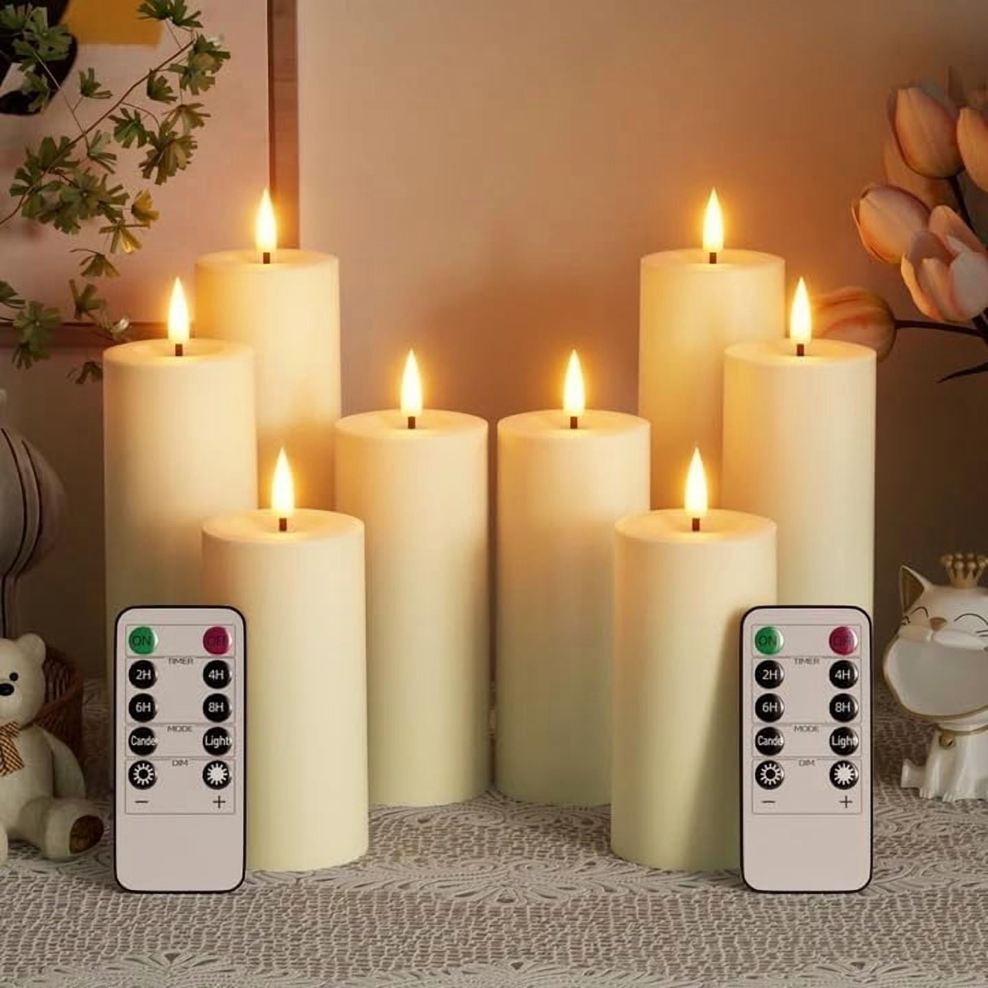 Outdoor Candles with Timer : Set of 8 2.2''x4'' 5'' 6'' 7'' Flameless ...